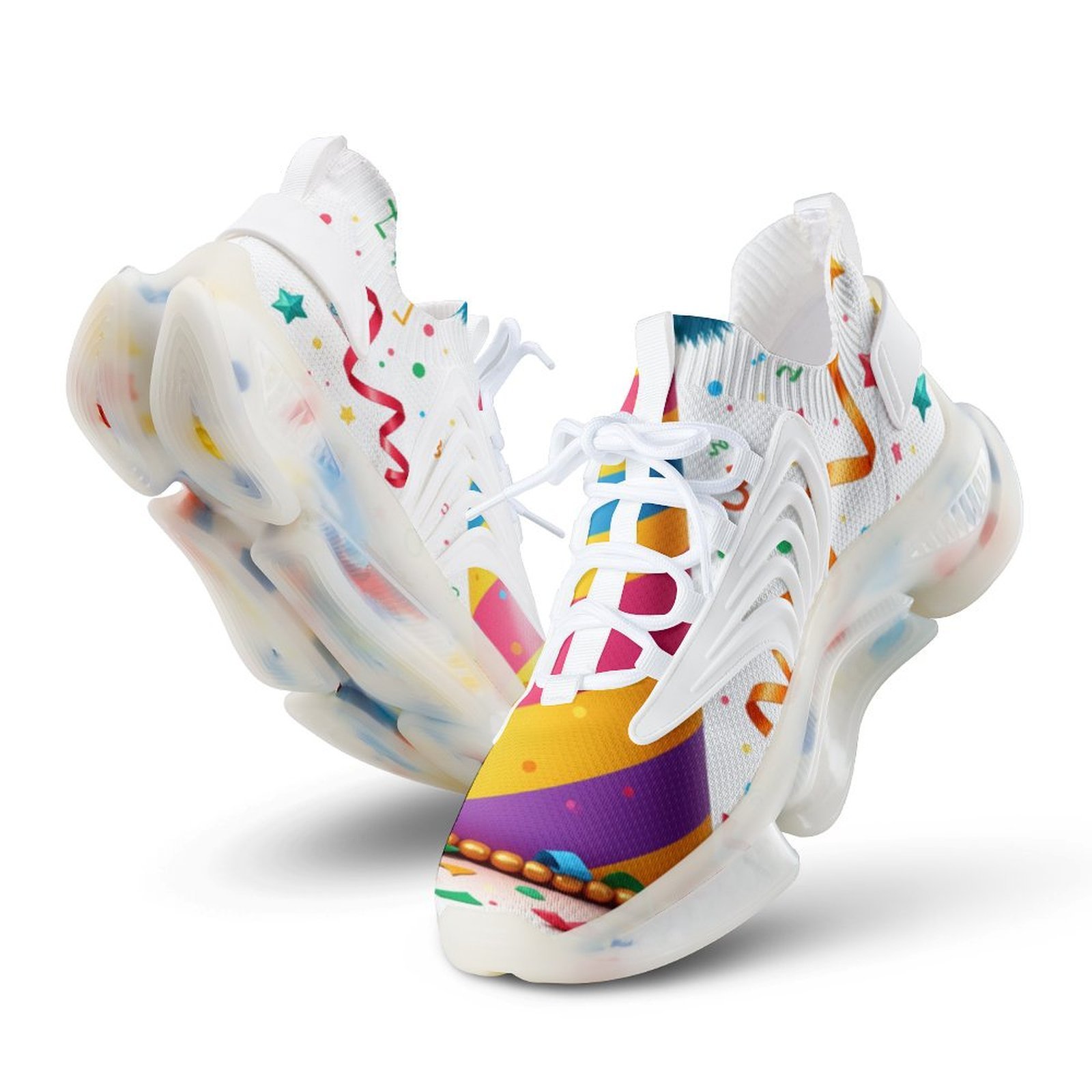 Colorful Party Hat And Confetti Walking Shoes for Men Woman Lightweight ...