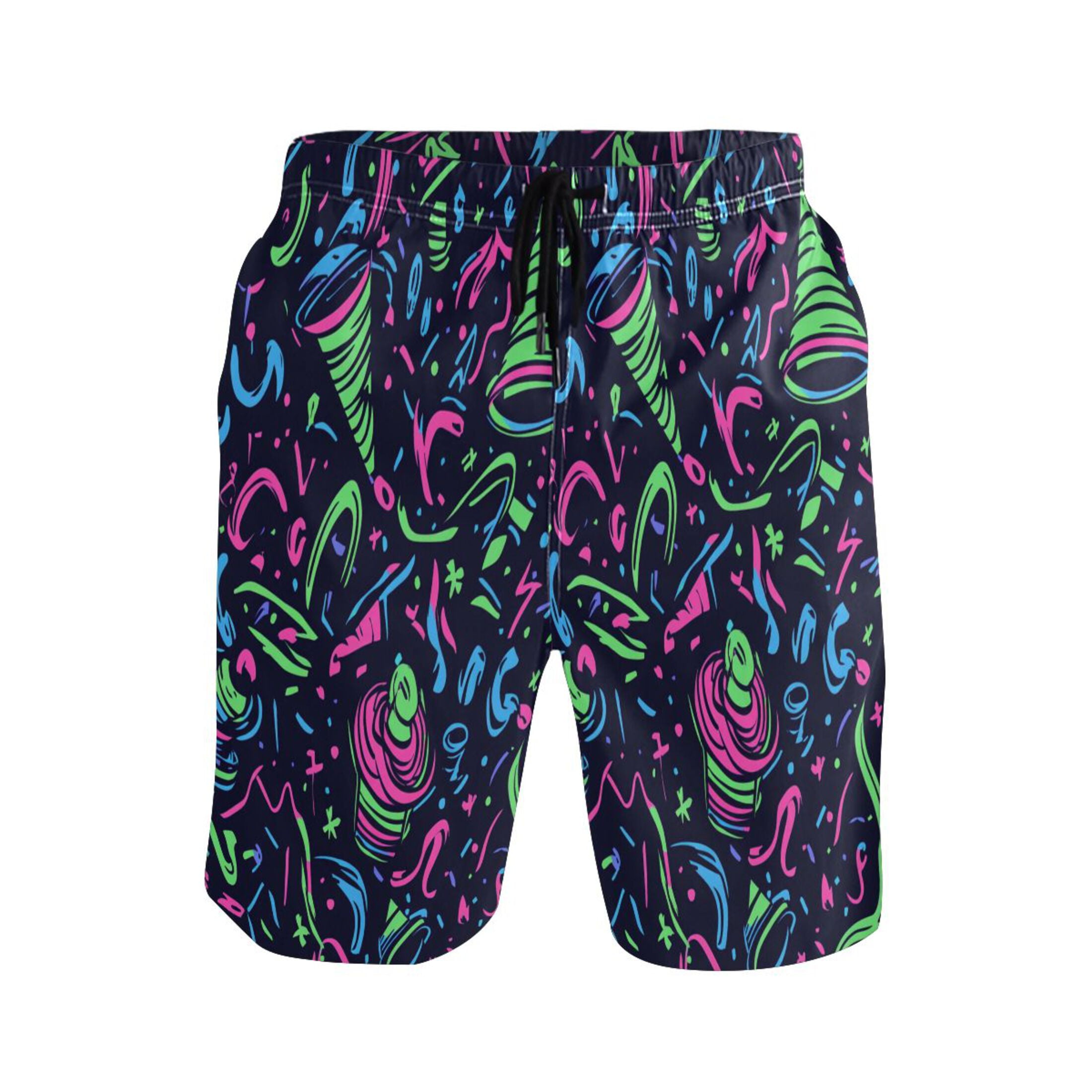 Colorful Party Pattern XX-Large Size Men's Lightweight Beach Shorts ...