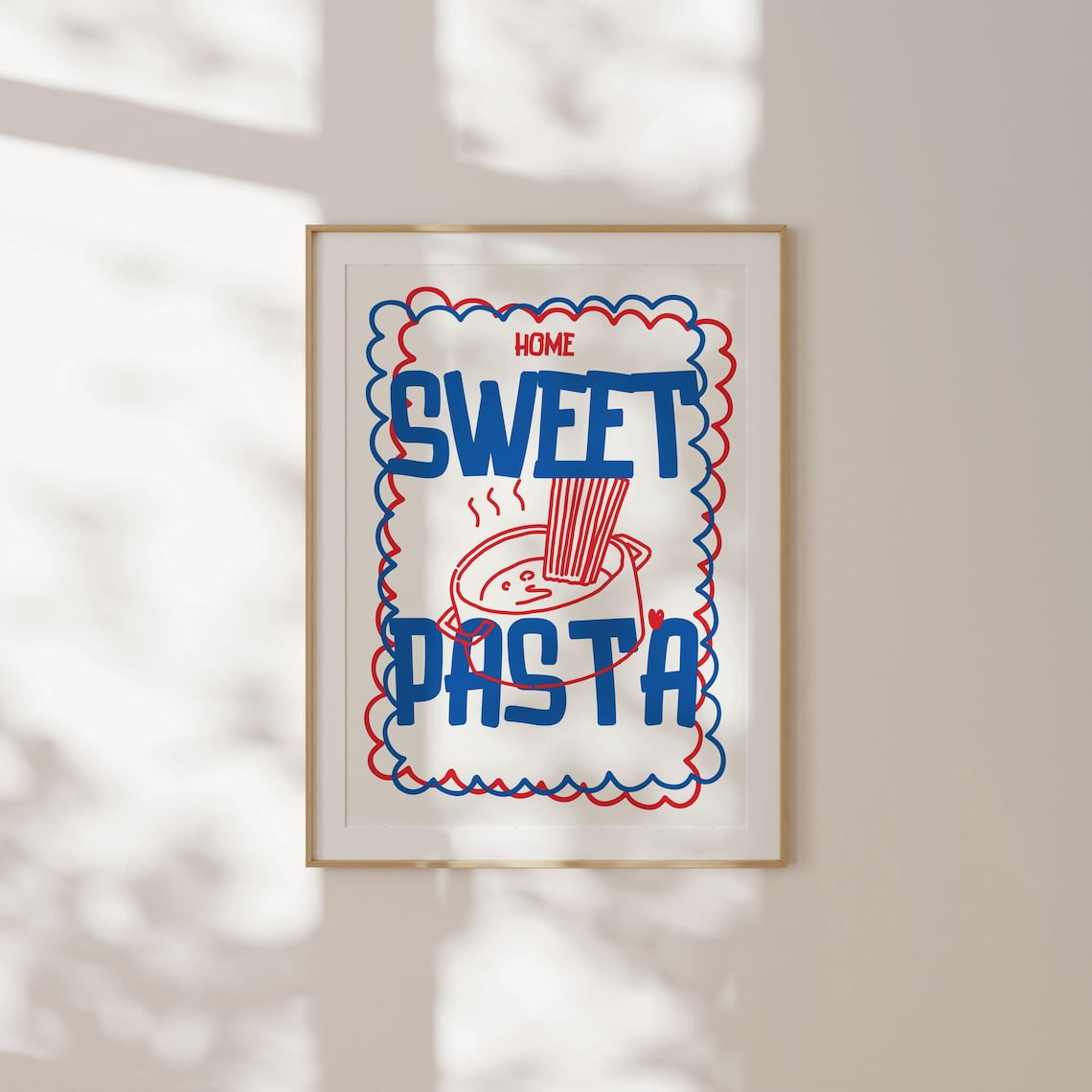 Colorful Pasta Illustration Kitchen Wall Art Retro Diner Decor ...