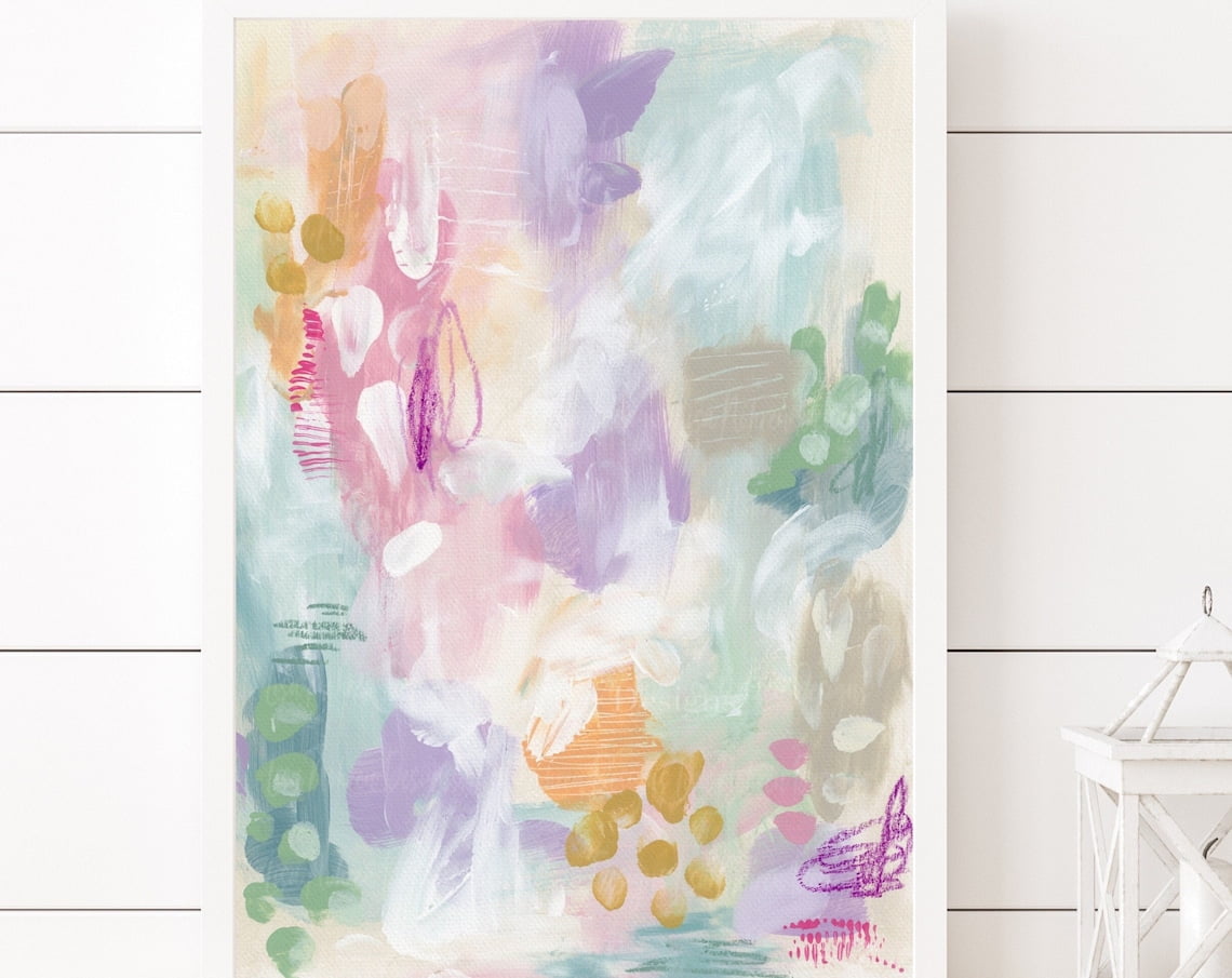 Colorful Pastel Abstract Wall Art Painting Instant Art Print Neutral ...