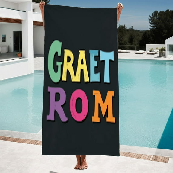 Colorful Pastel ' GRAET ROM ' Design Beach Towel - Perfect for Pool ...