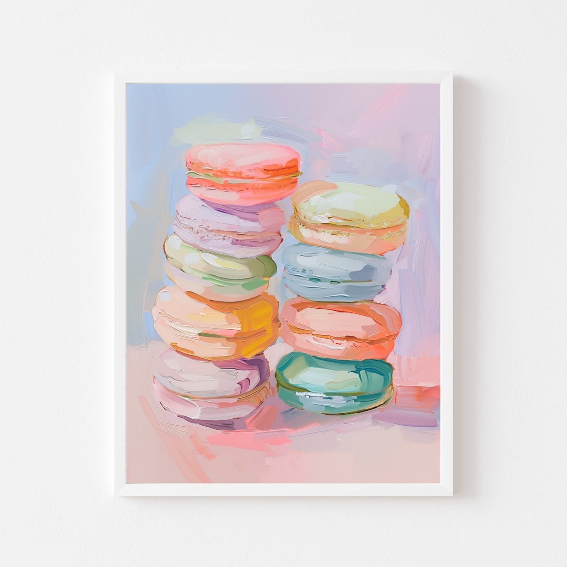 Colorful Pastel Macaron Painting Kitchen Dessert Wall Art Print Fun ...