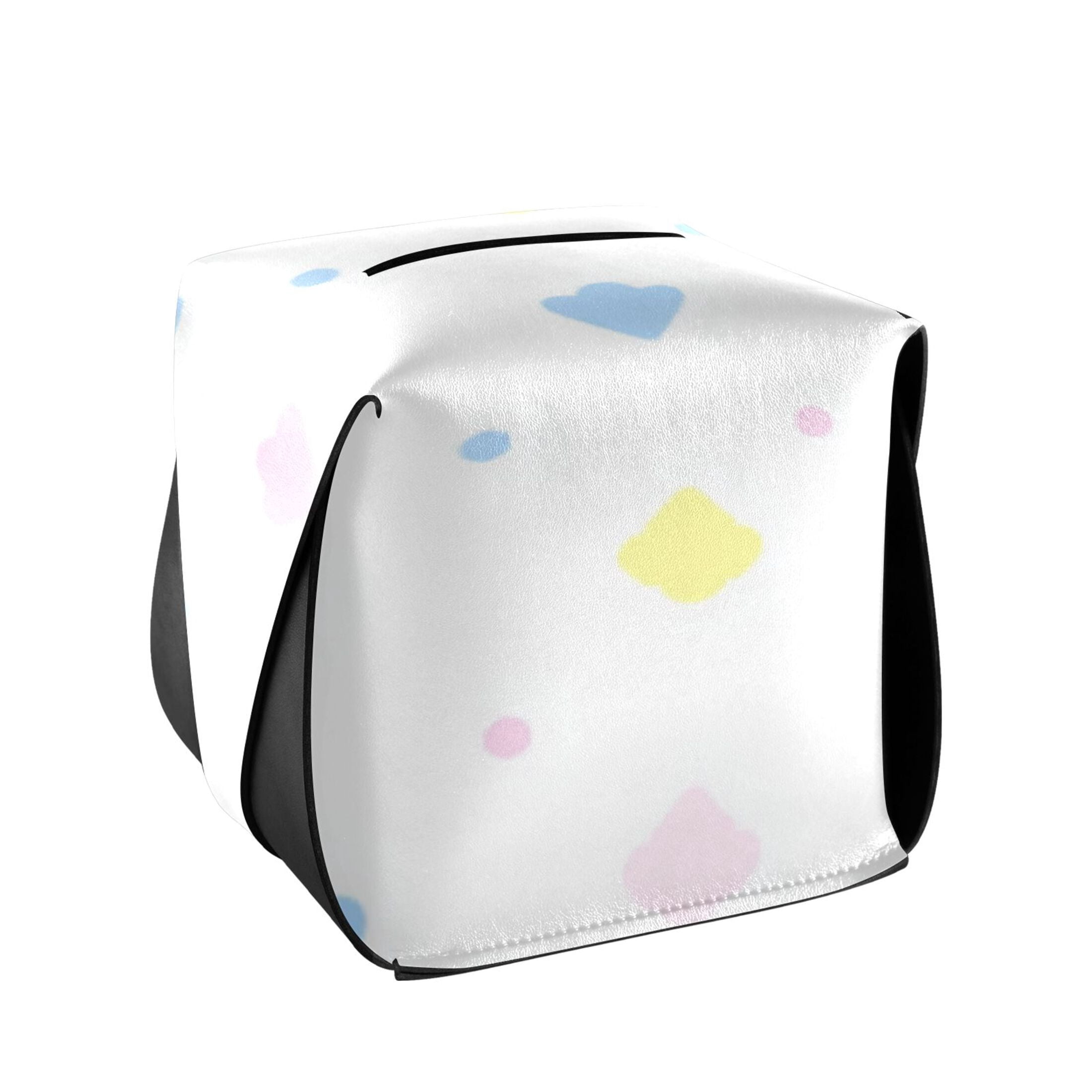 Colorful Pastel Shapes Pattern 5.7in Leather Tissue Box Cover Square ...