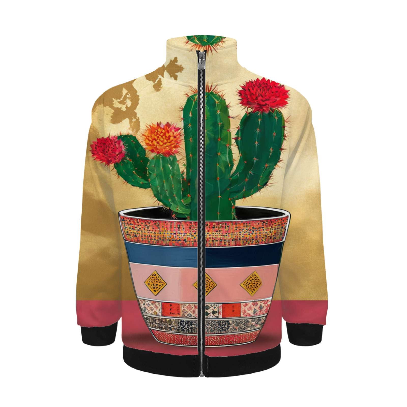 Colorful Patchwork Cactus Pot Jacket Men's Street Cool Long Sleeves ...