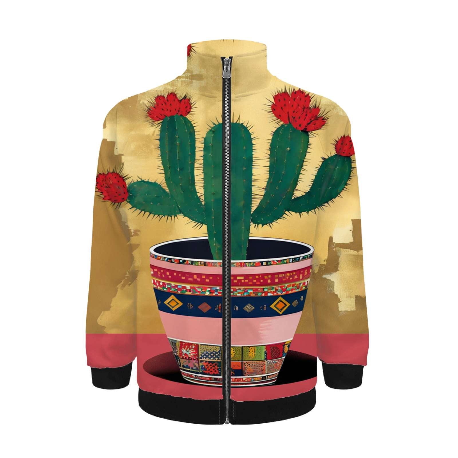 Colorful Patchwork Cactus Pot Jacket Men's Street Cool Long Sleeves ...