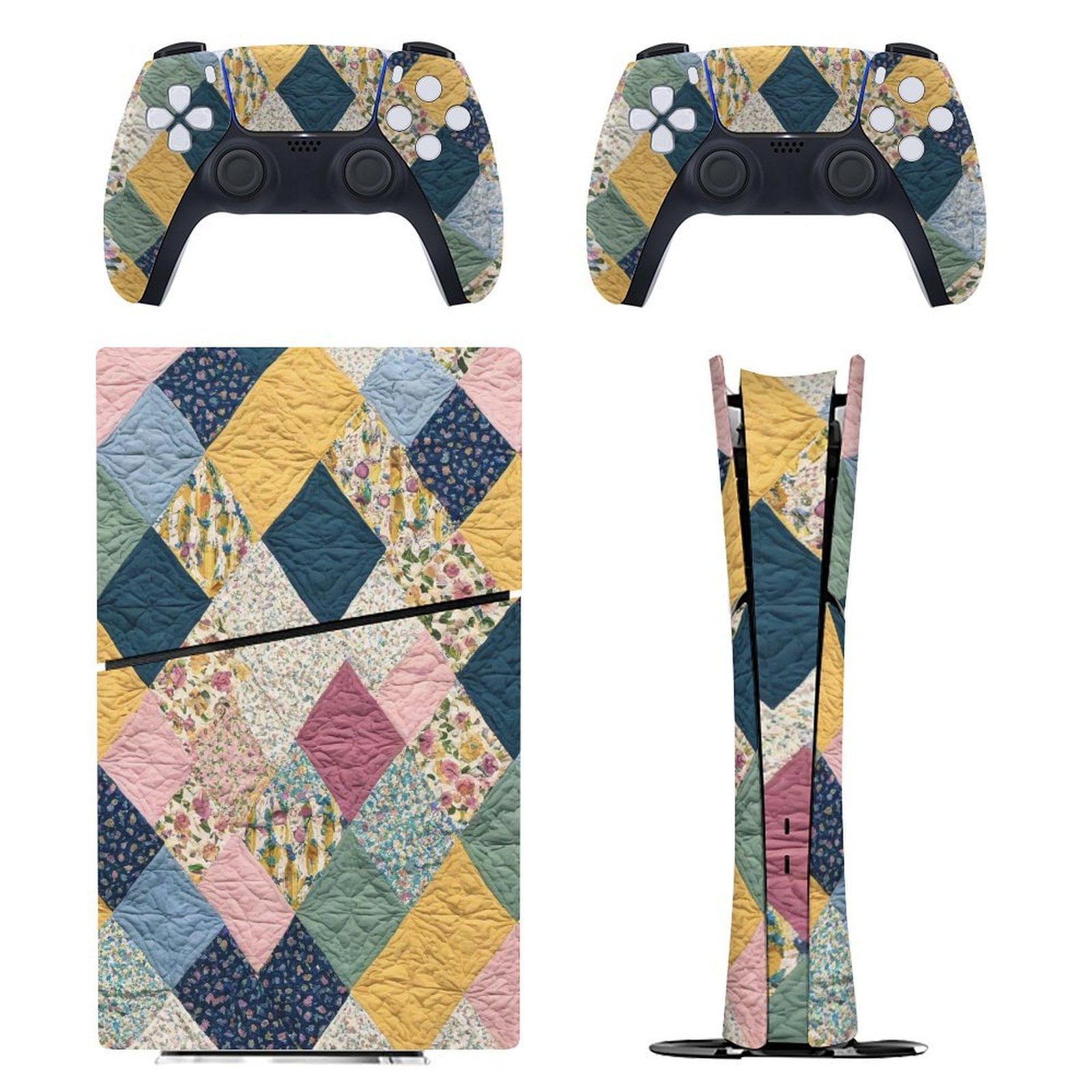 Colorful Patchwork Console Skin Bundle for PS5 Pro Slim Disc & Digital ...