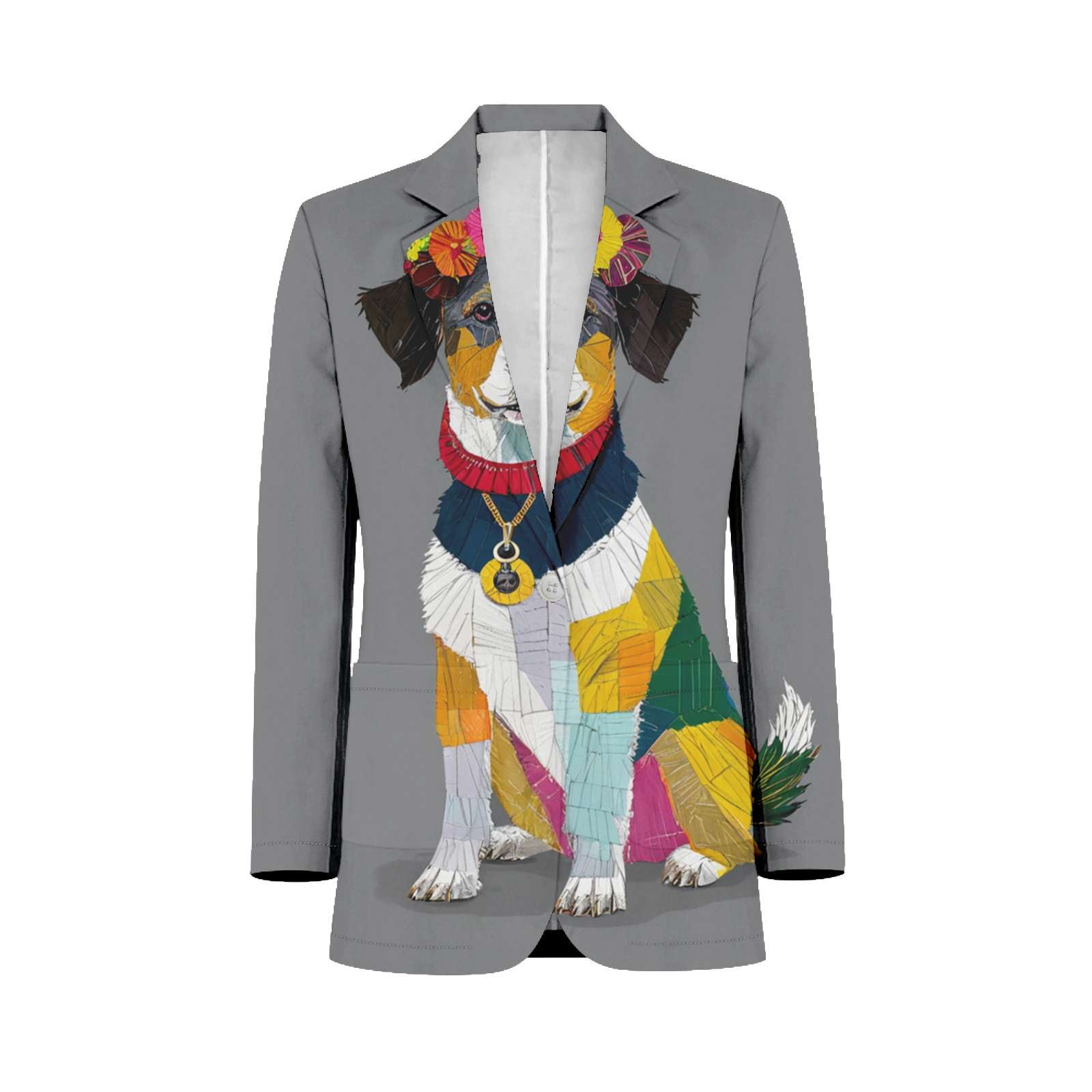 Colorful Patchwork Dog Art Customized Men's Suits full man Shawl Collar ...