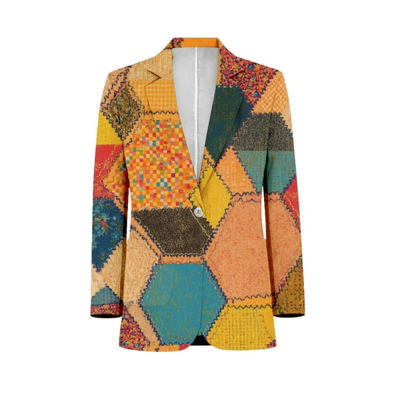 Colorful Patchwork Hexagon Design Mens Suits Shawl Collar Slim Fit Suit Mens Groom Jacket ...