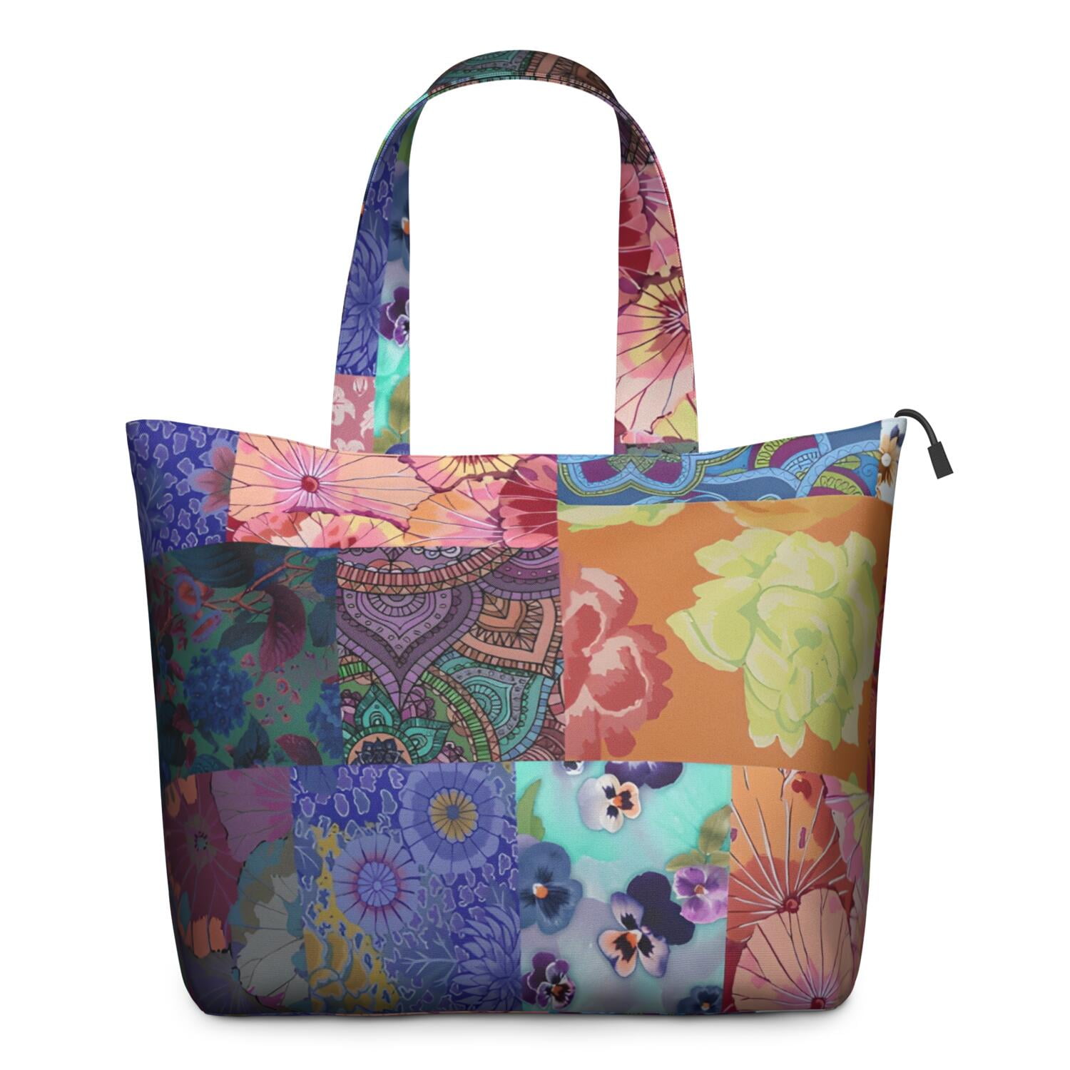 Colorful Patchwork Pioneer Flower Pattern Travel Tote Bags for Women ...