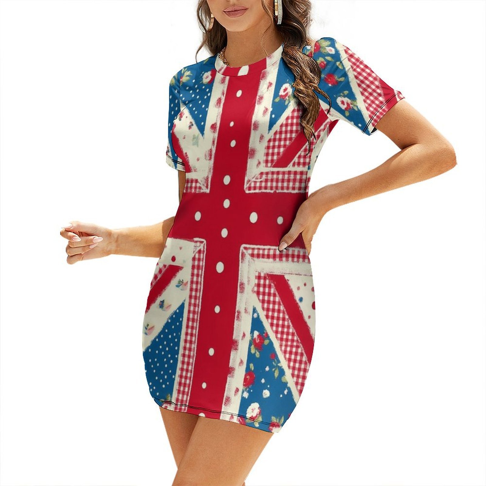 Colorful Patchwork Union Jack Flag Dress Summer Elegant Women's Dress ...