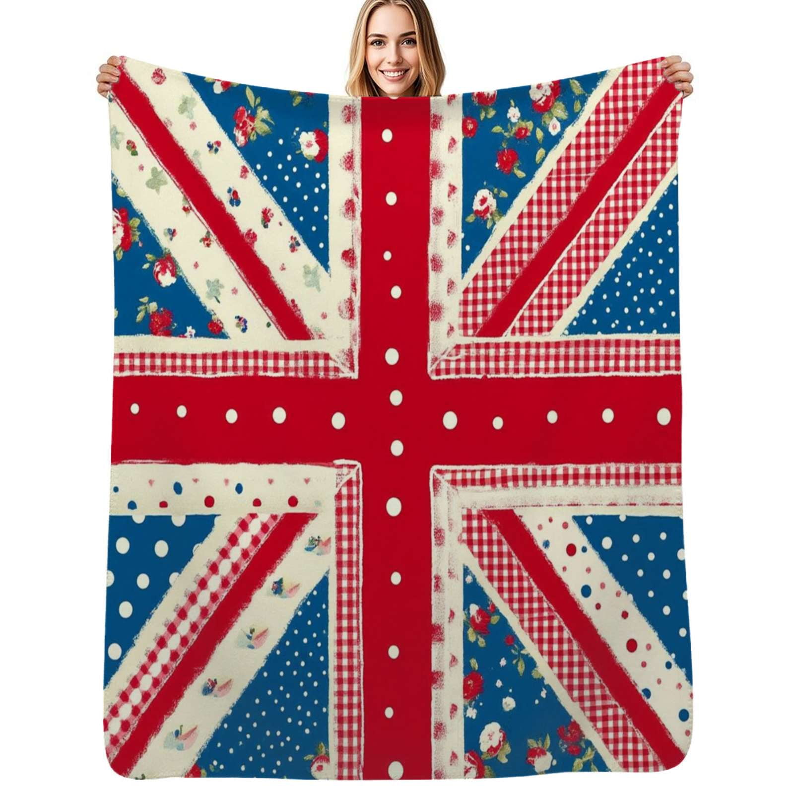 Colorful Patchwork Union Jack Flag Flannel Blanket Warm Soft Bedding Throws Winter Camping Chair ...