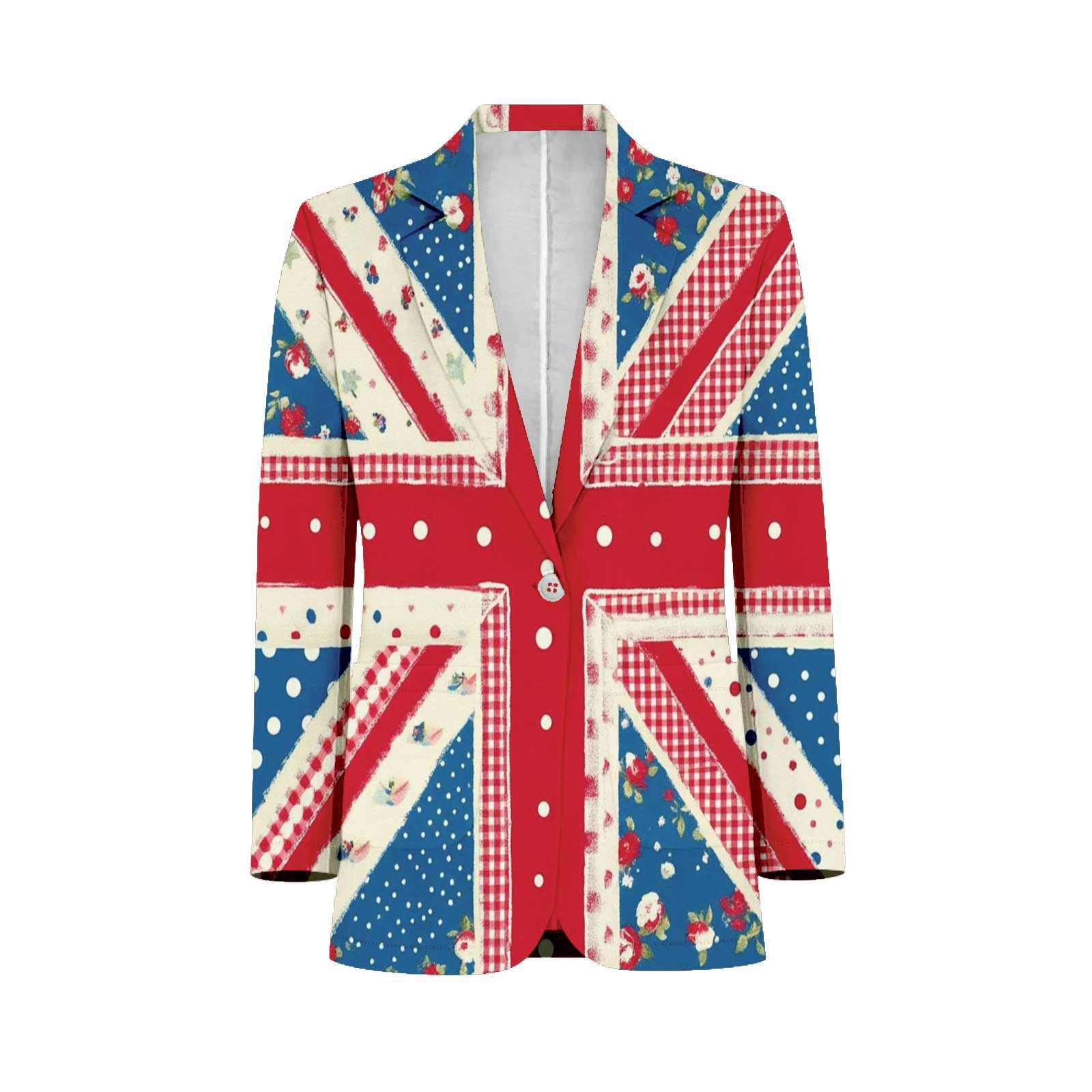 Colorful Patchwork Union Jack Flag Mens Suits Shawl Collar Slim Fit ...