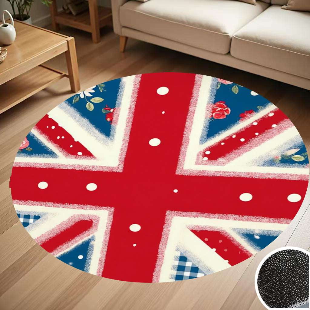 Colorful Patchwork Union Jack Flag Round Carpet Living Room Bedroom ...