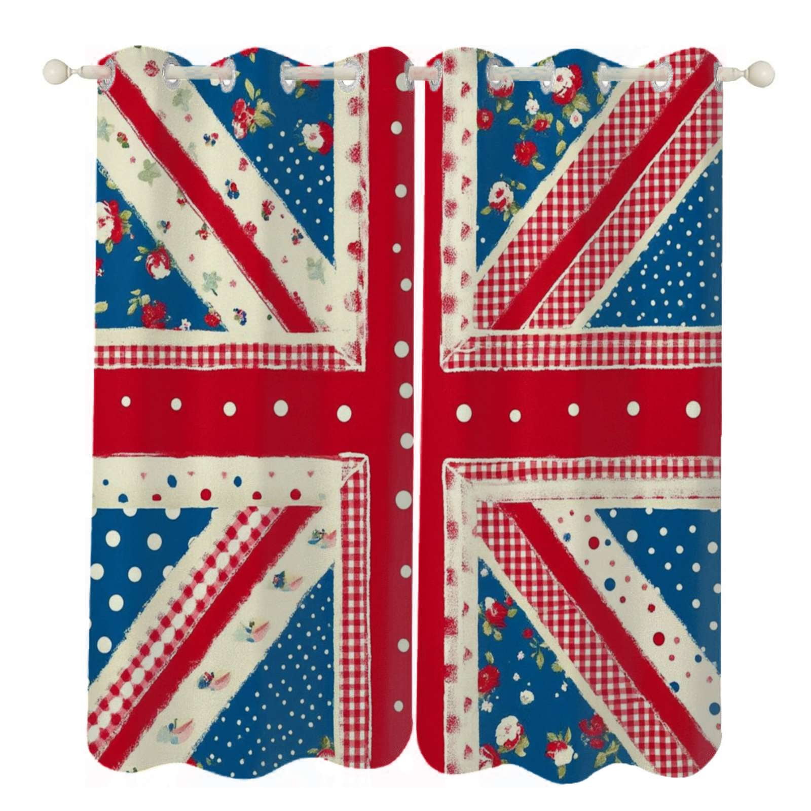 Colorful Patchwork Union Jack Flag Sunshade Curtains Home Bedroom ...