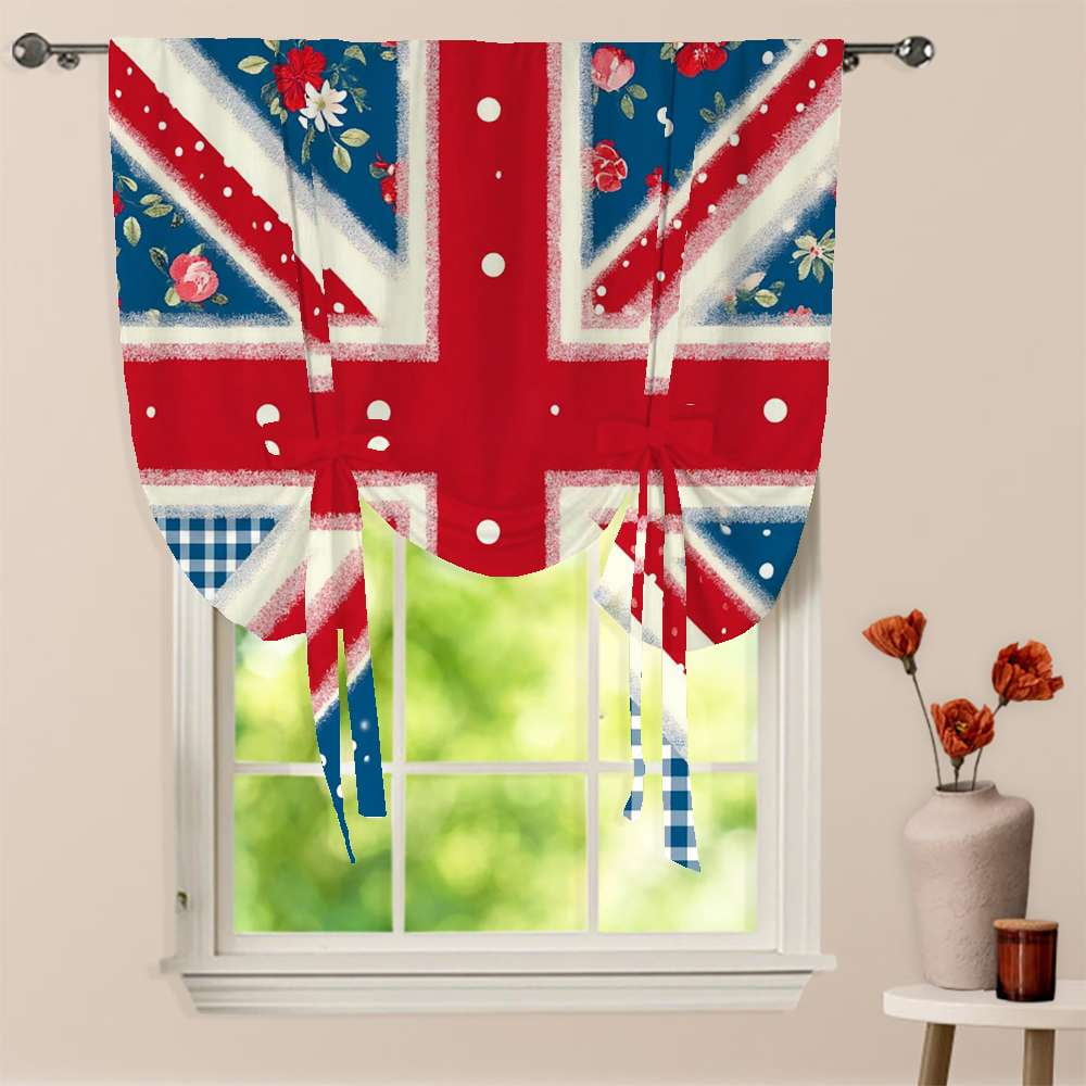 Colorful Patchwork Union Jack Flag Window Curtain for Living Room Roman ...