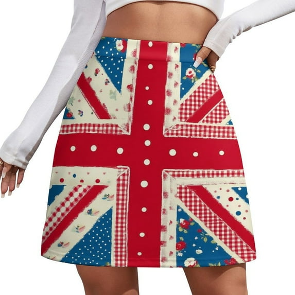 Colorful Patchwork Union Jack Flag Women's High Waist Skirt Stretchy Casual Mini Skirt - Walmart.com
