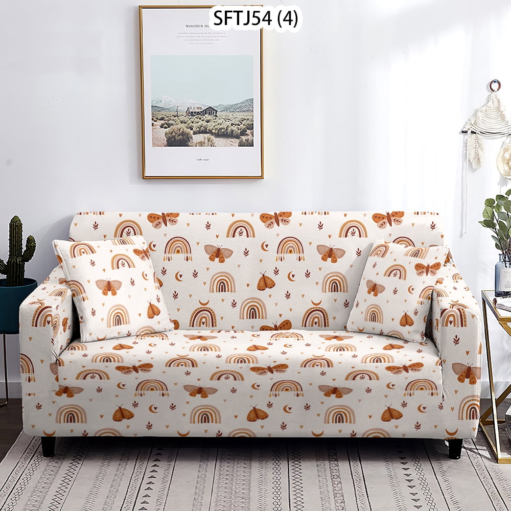Colorful Pattern Butterfly Elastic Sofa Seat Cover Anti-Dust Corner Shaped Chaise Longue Sofa ...
