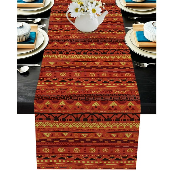 Colorful Pattern Texture Totem Linen Cotton Table Runner Wedding Party ...