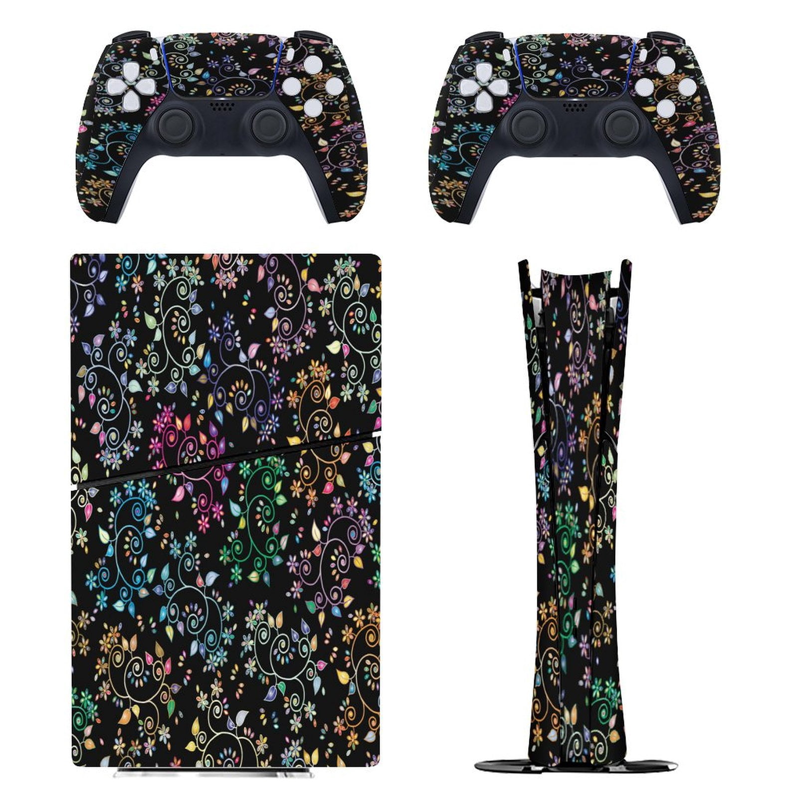 Colorful, Patterned, Black Background PS5/PS5 Slim Digital Disc Skin ...