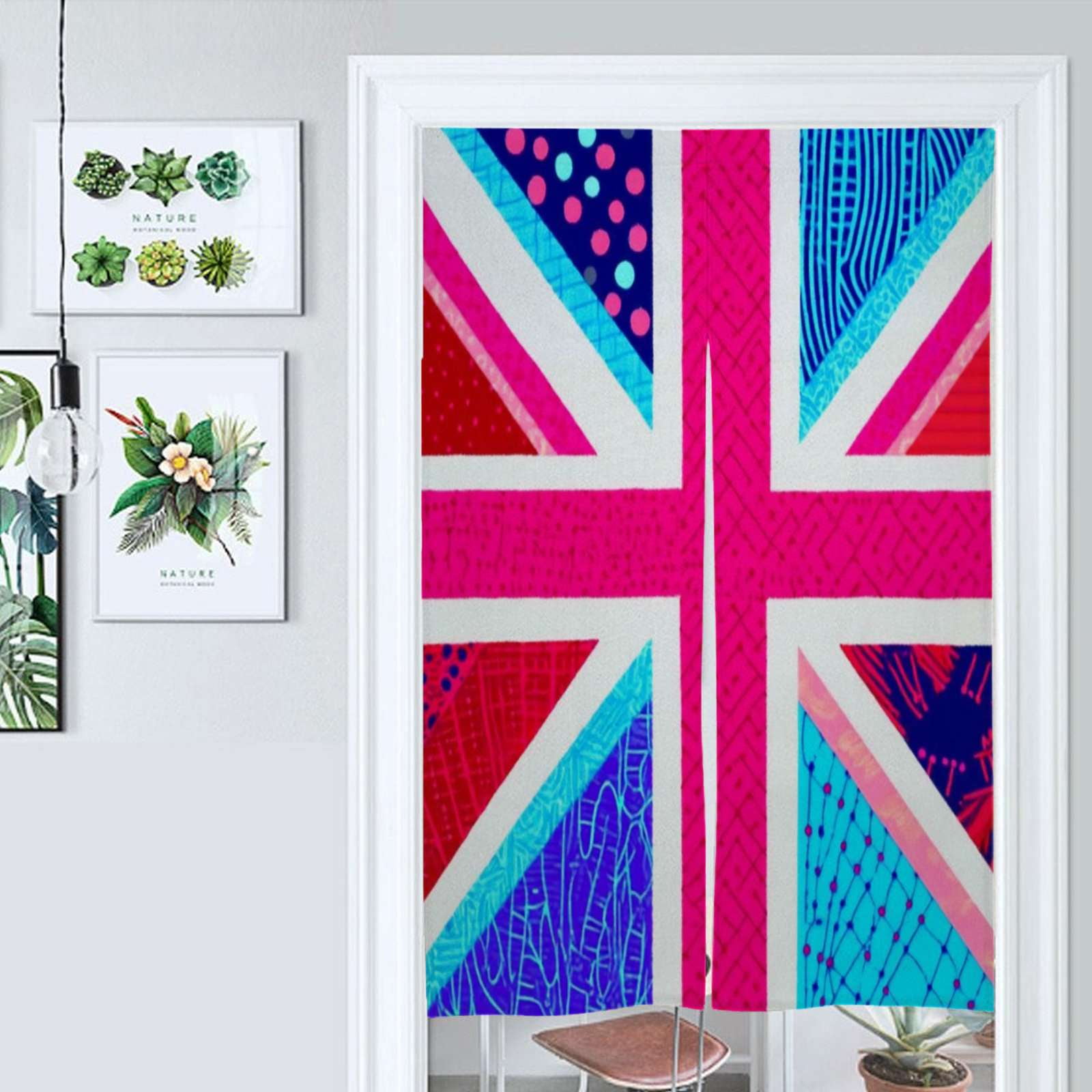 Colorful Patterned Union Jack Door Curtain Nordic Living Room ...