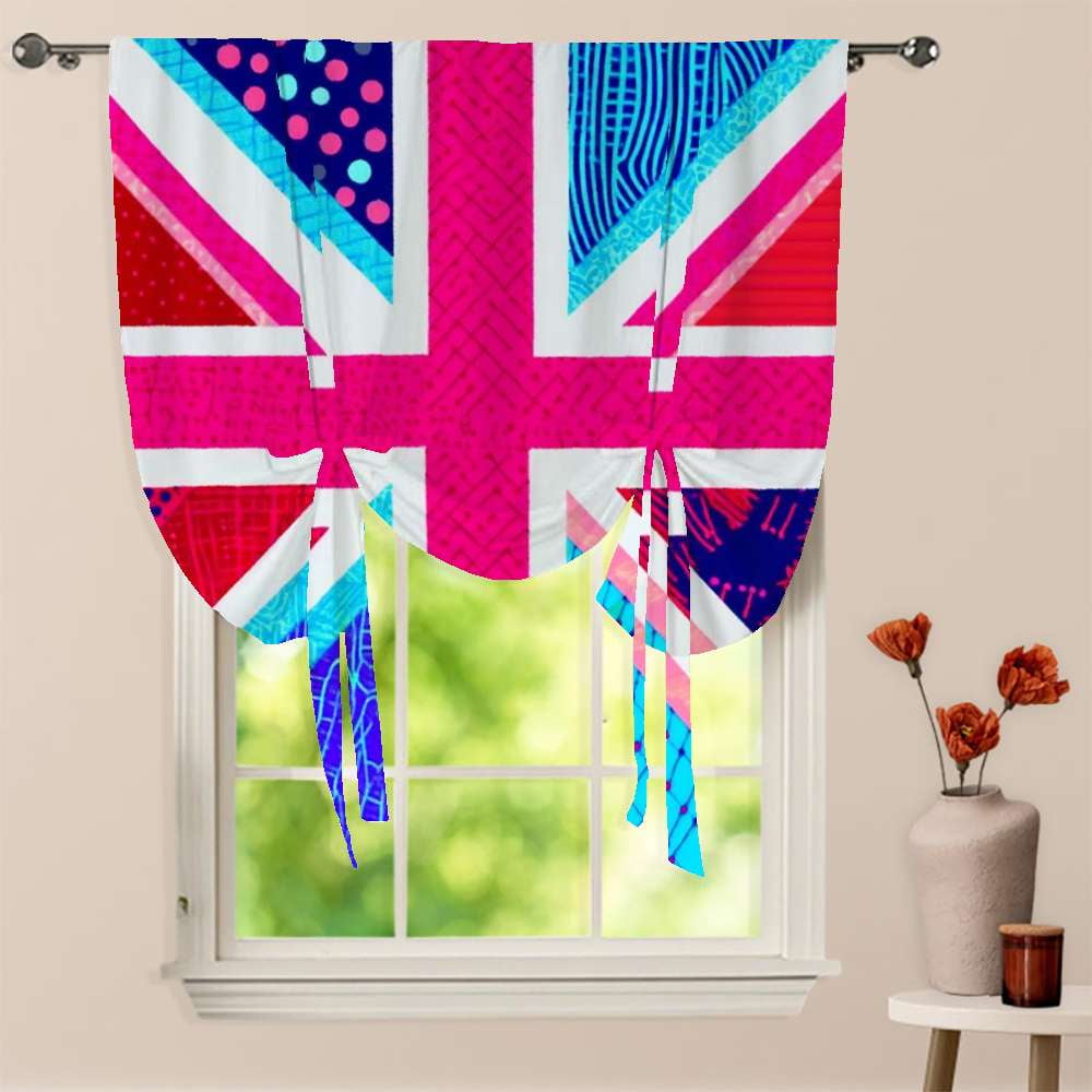 Colorful Patterned Union Jack Window Curtain for Living Room Roman ...