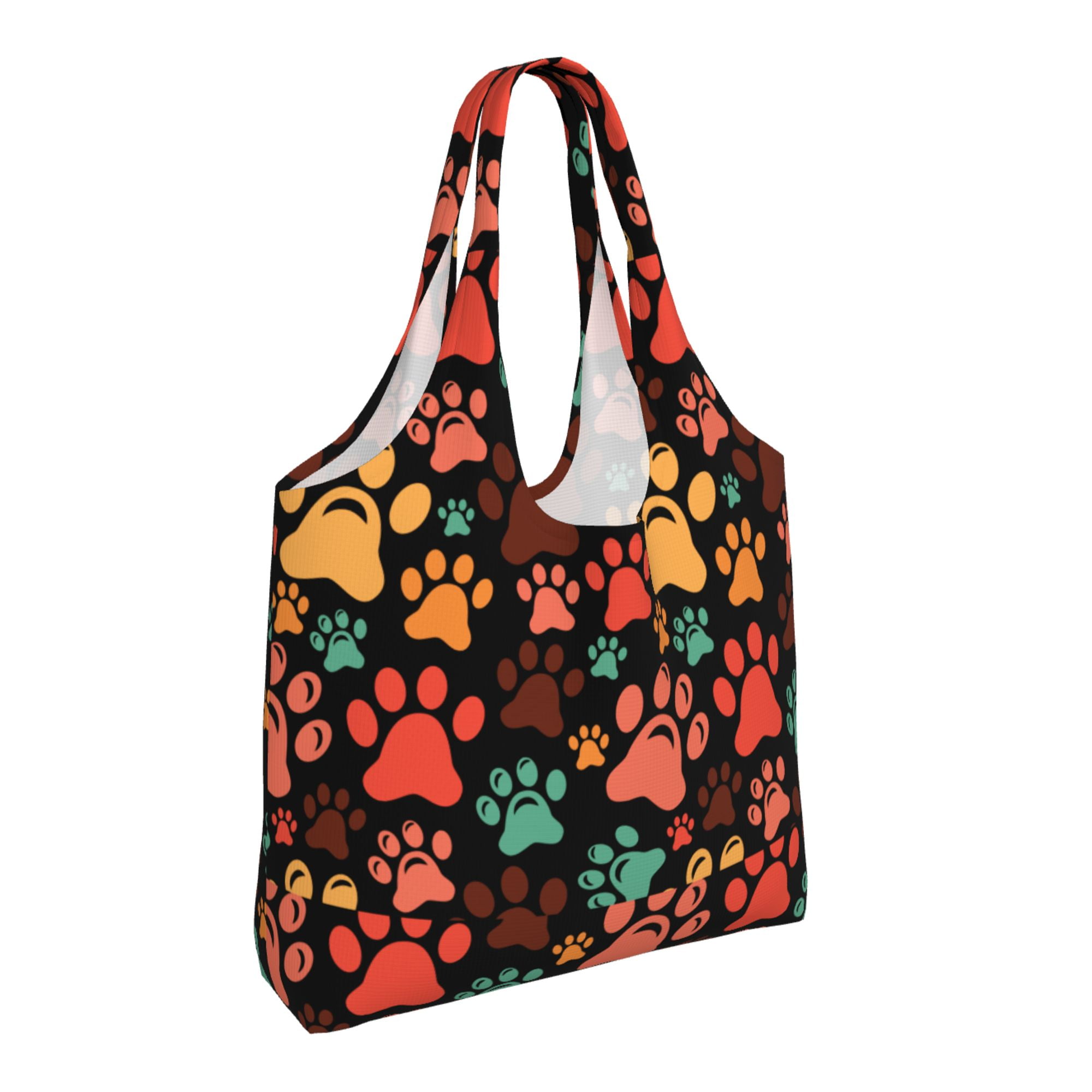 Colorful Paw Footprint Canvas Tote Pocket For Women,Totes Bag With ...
