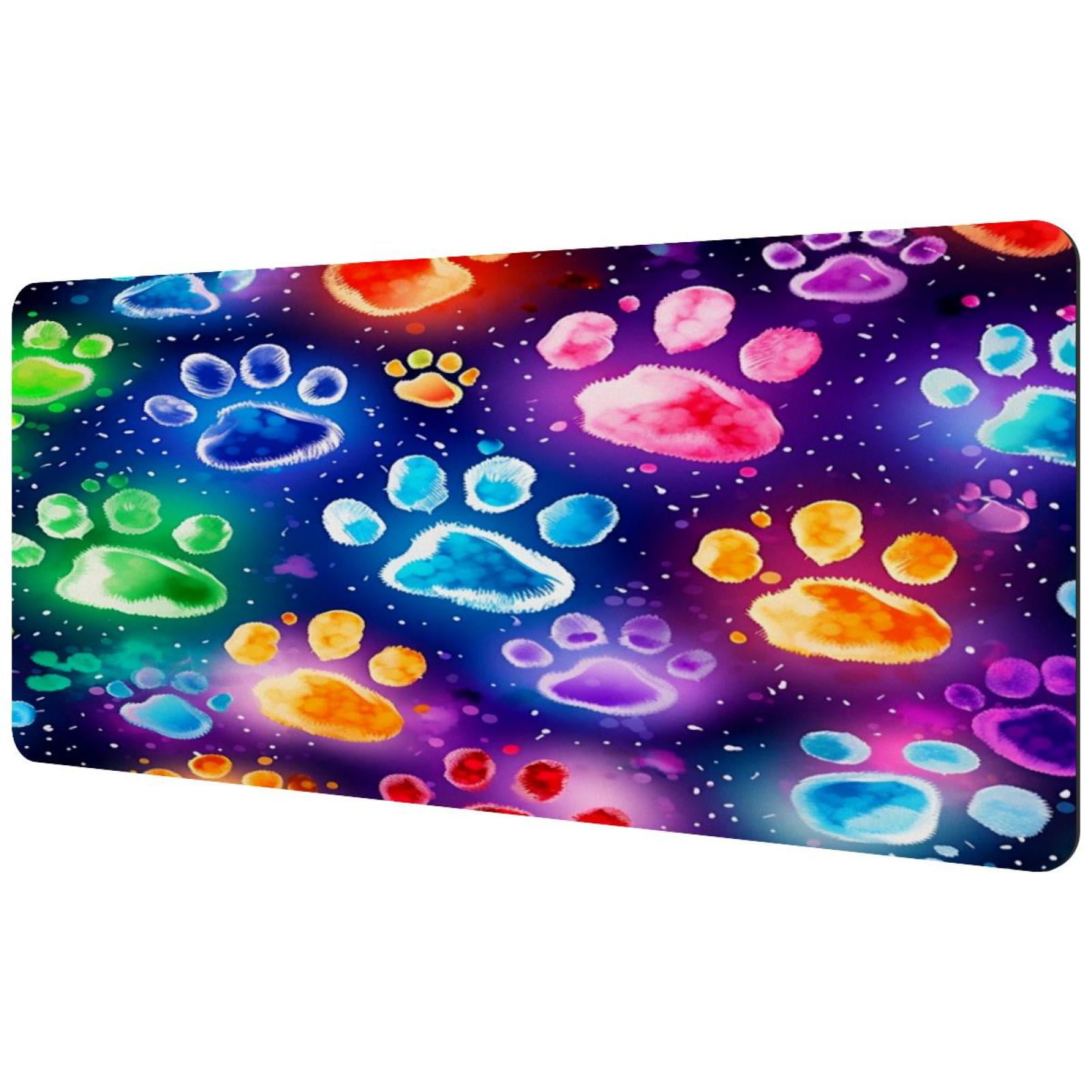 Colorful Paw Footprints Mouse Pad, Large Mousepad for Office Home ...