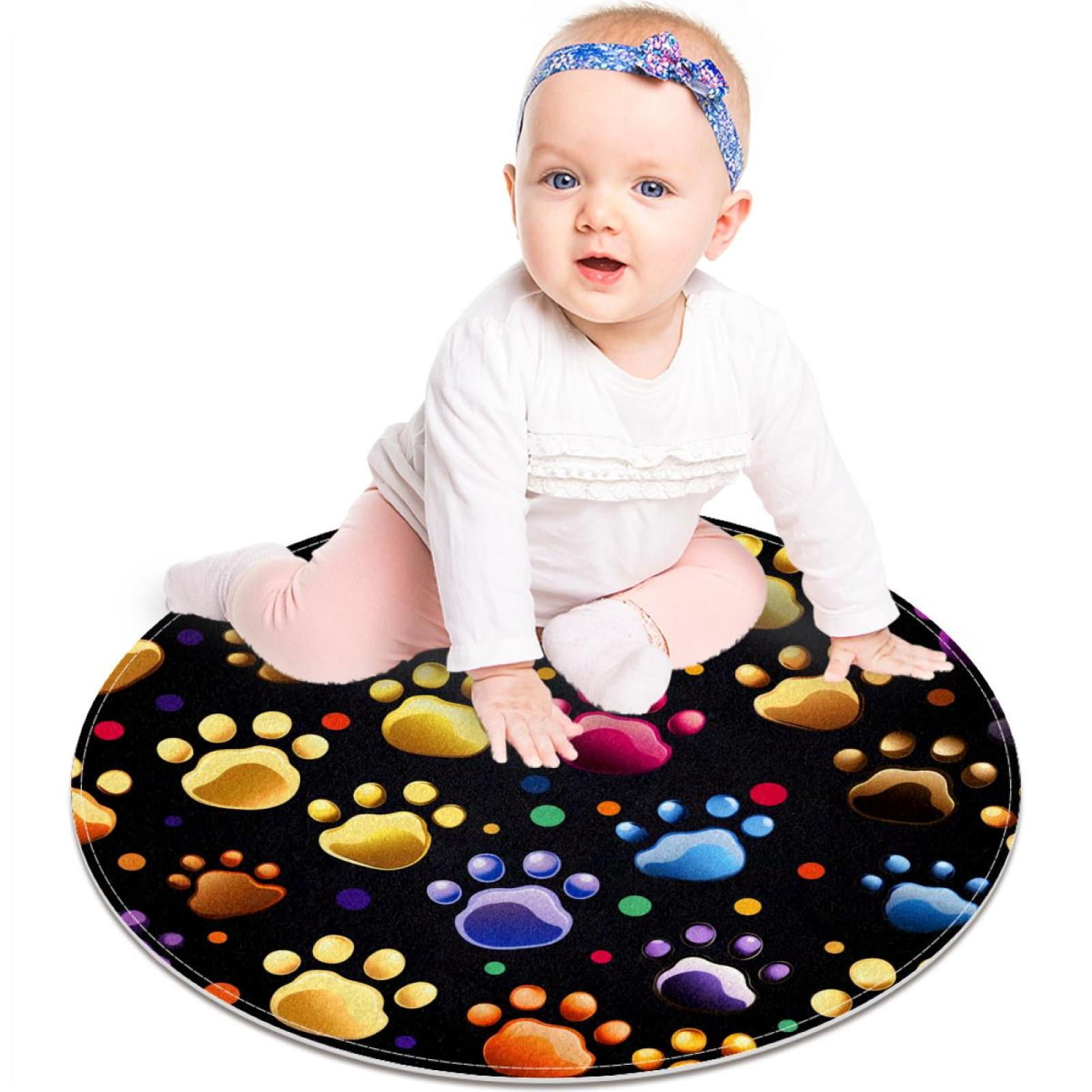 Colorful Paw Footprints Prints Small Area Rugs Bathroom Rugs, Non-Slip ...