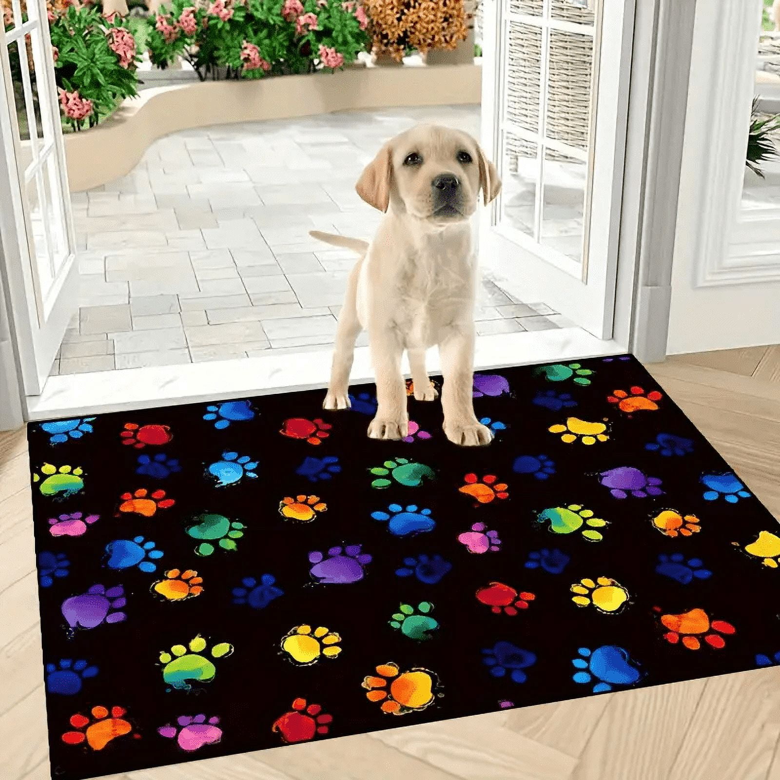 Colorful Paw Pattern Door Mat Non-slip Area Rug Garden Carpet for ...