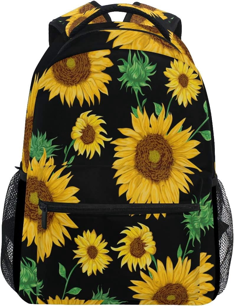 Colorful Paw Print Black Backpack Daypack College Travel Shoulder Bag ...