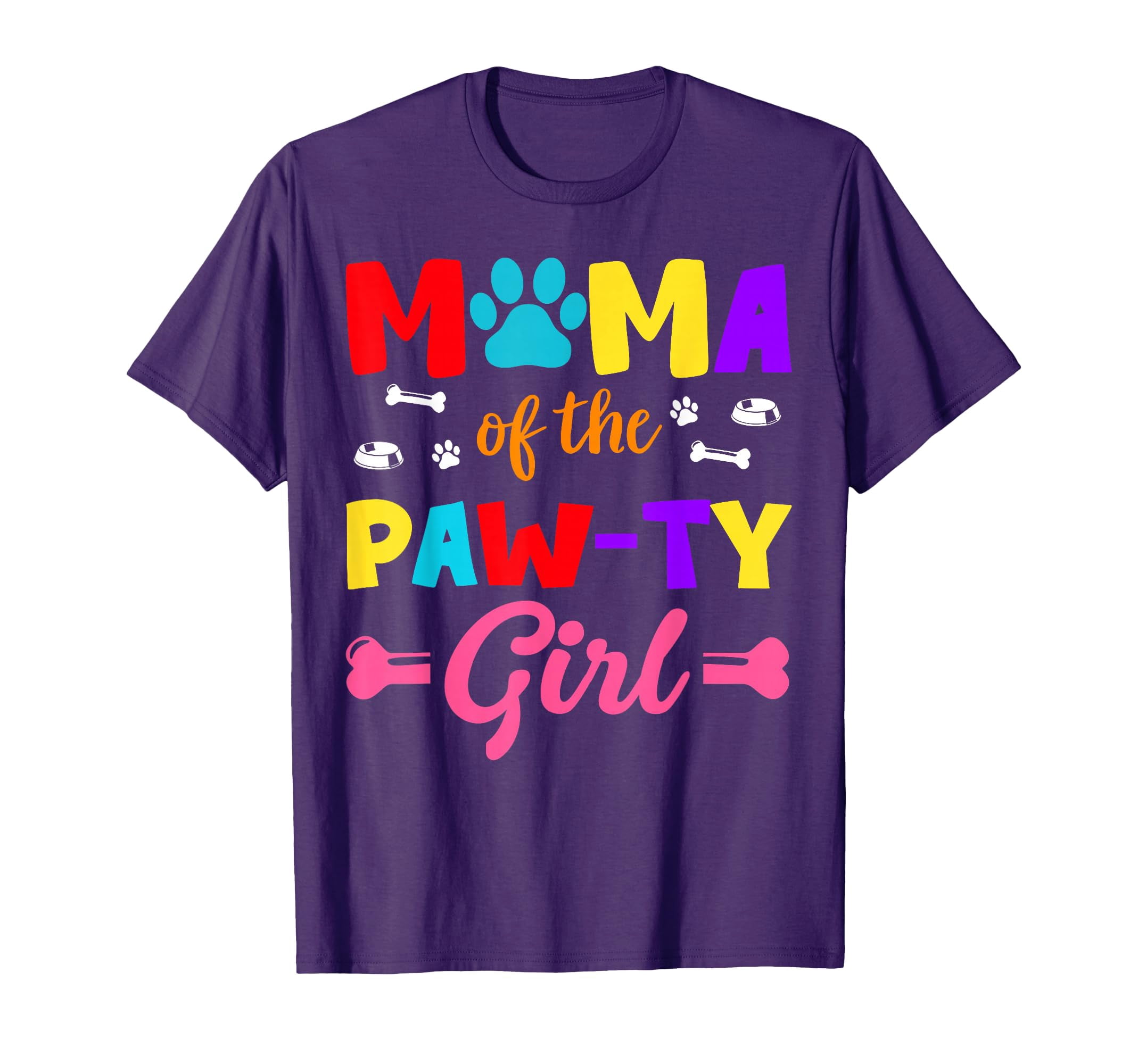 Colorful Paw Print Graphic T-Shirt for Mama of the Paw-ty to Celebrate ...