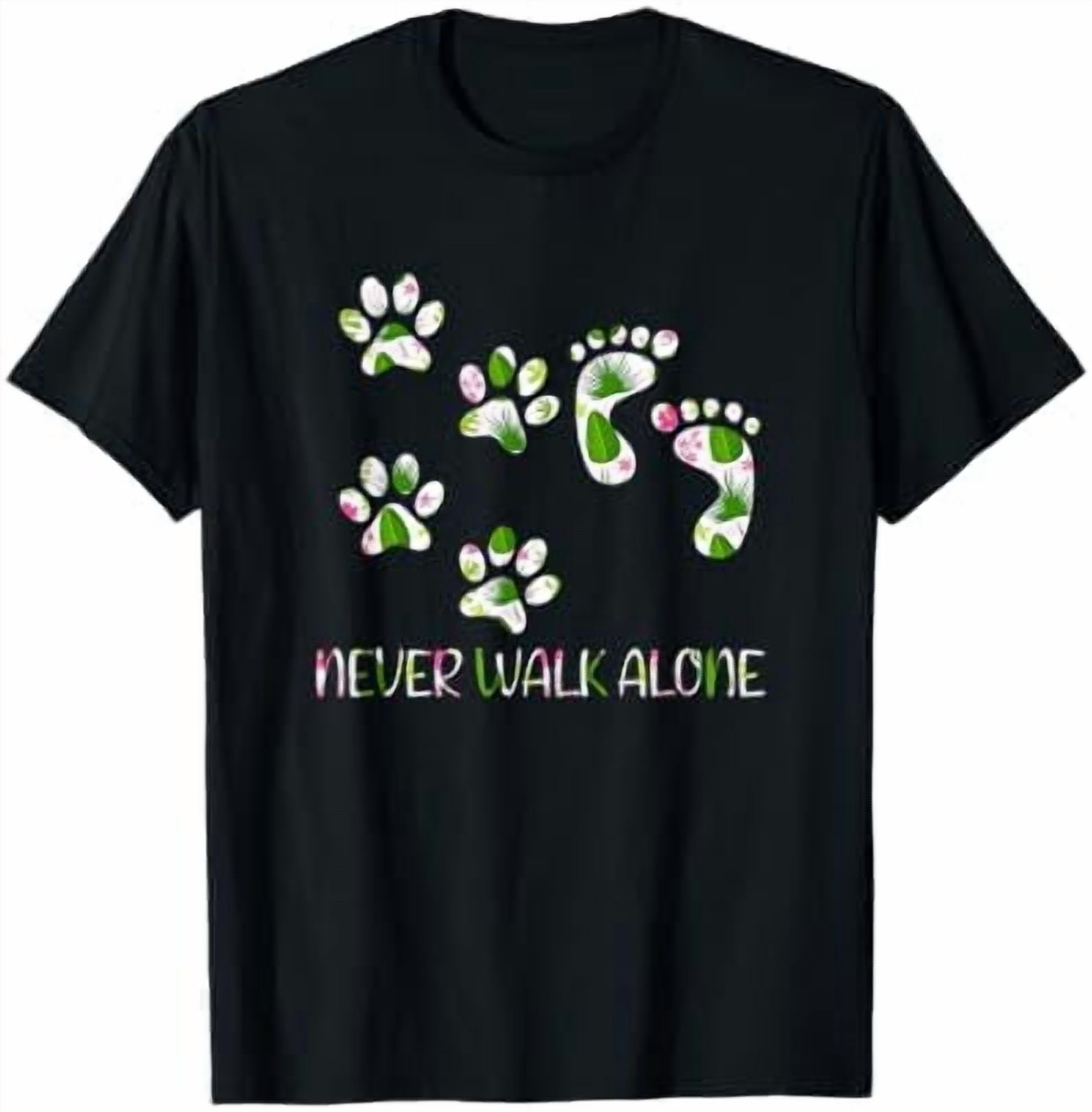 Colorful Paw Print Inspirational T-Shirt for Dog Lovers - Never Walk ...