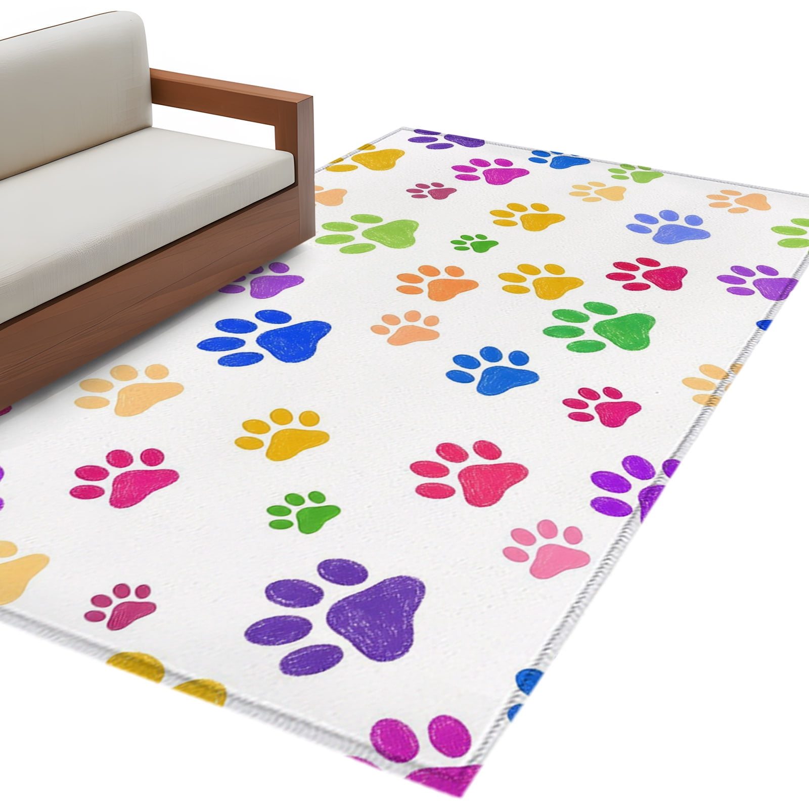Colorful Paw Print Kitchen Runner Rug 2.7x5 Washable Runners for ...