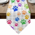 Colorful Paw Print Table Runner Linen Burlap Table Runner 72 Inches ...