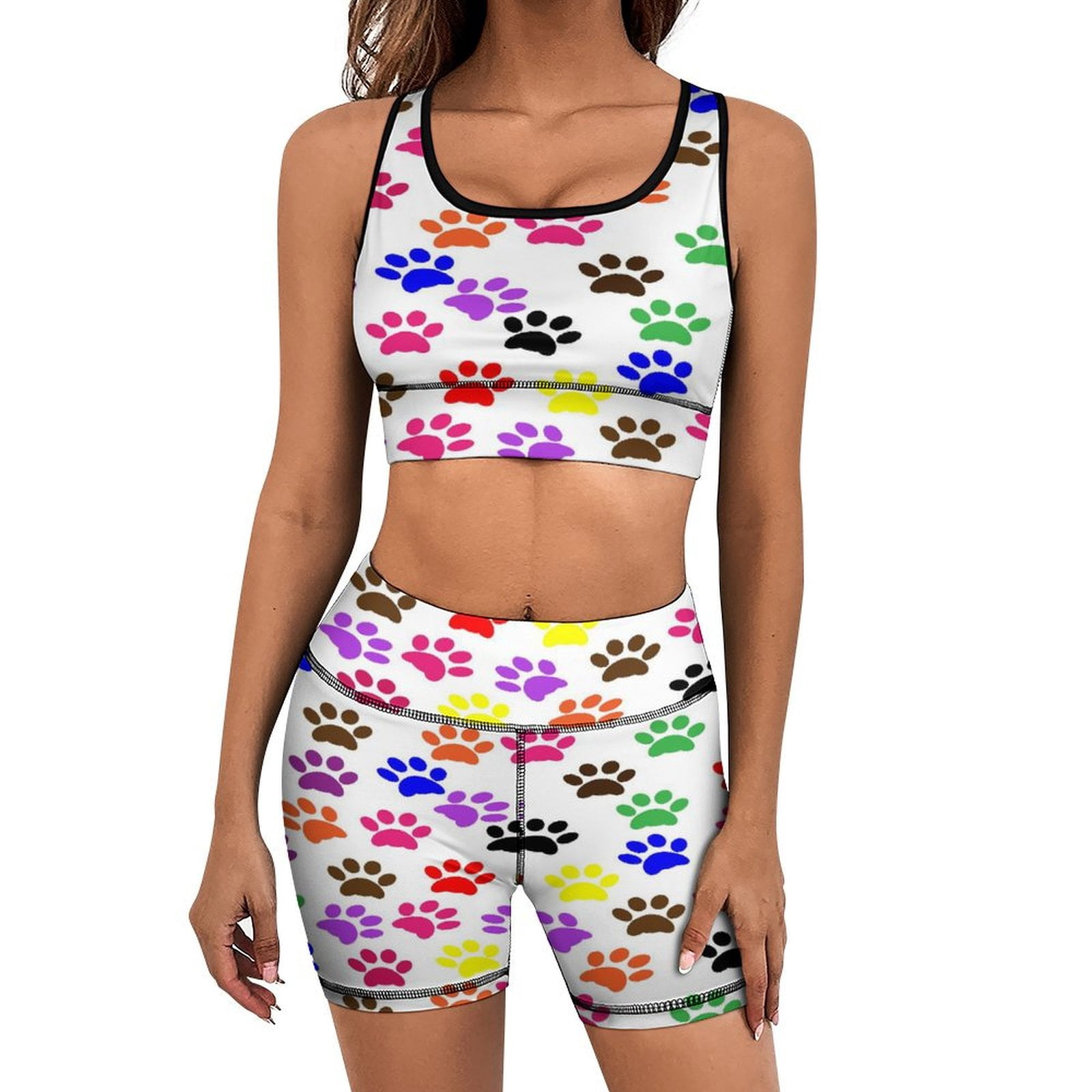 Colorful Paw Print Working Out Sets for Women Workout Outfits for Women ...