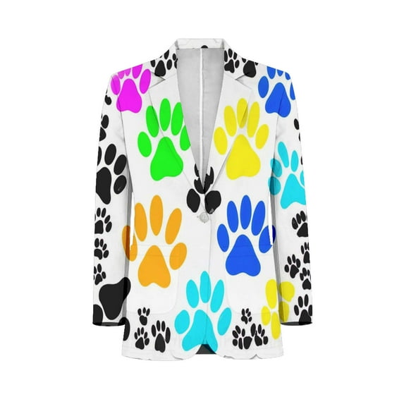 Colorful Paw Prints Abound Here Mens Suits Shawl Collar Slim Fit Suit ...