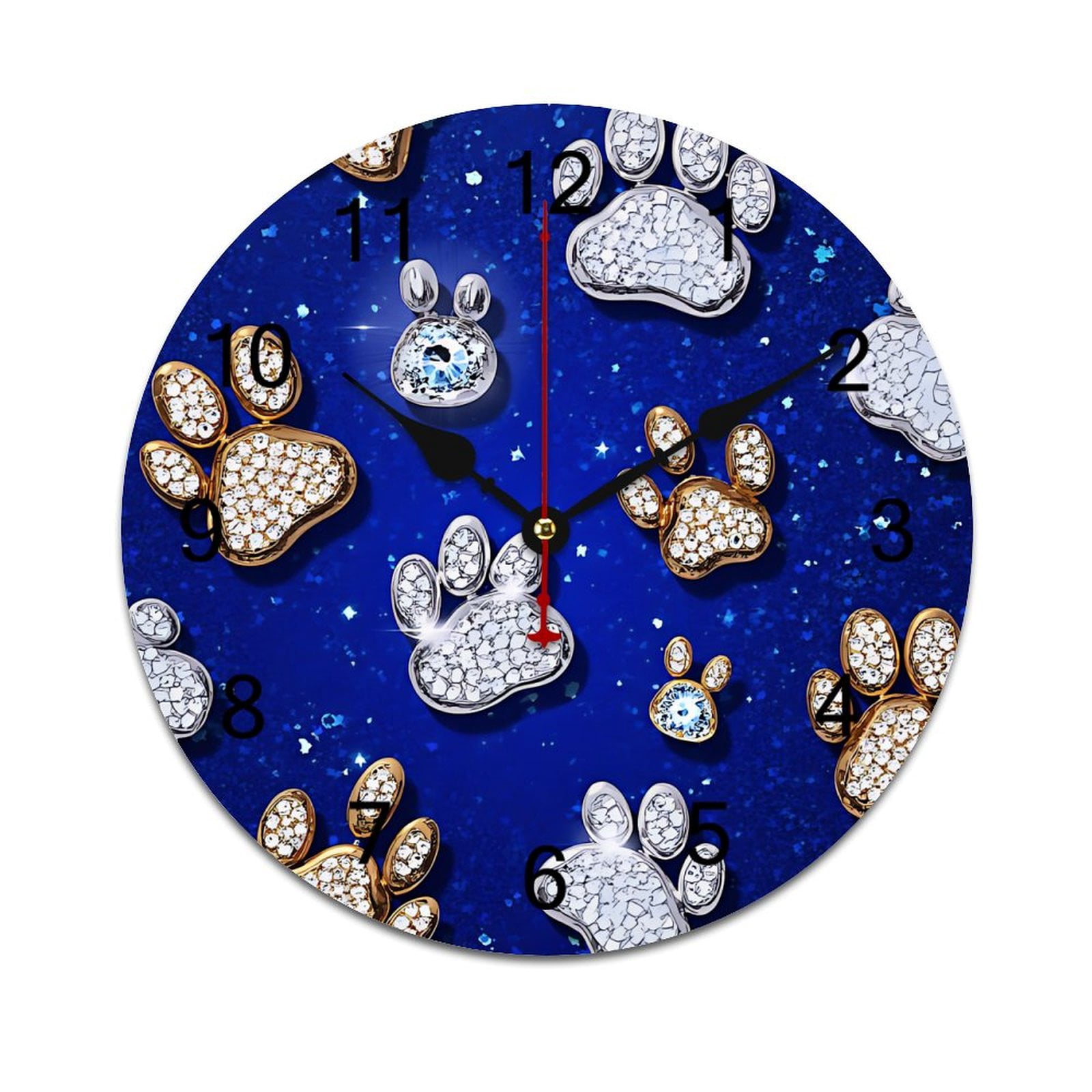 Colorful Paw Prints Bedroom Wall Clock Large Modern Kitchen Dinning ...