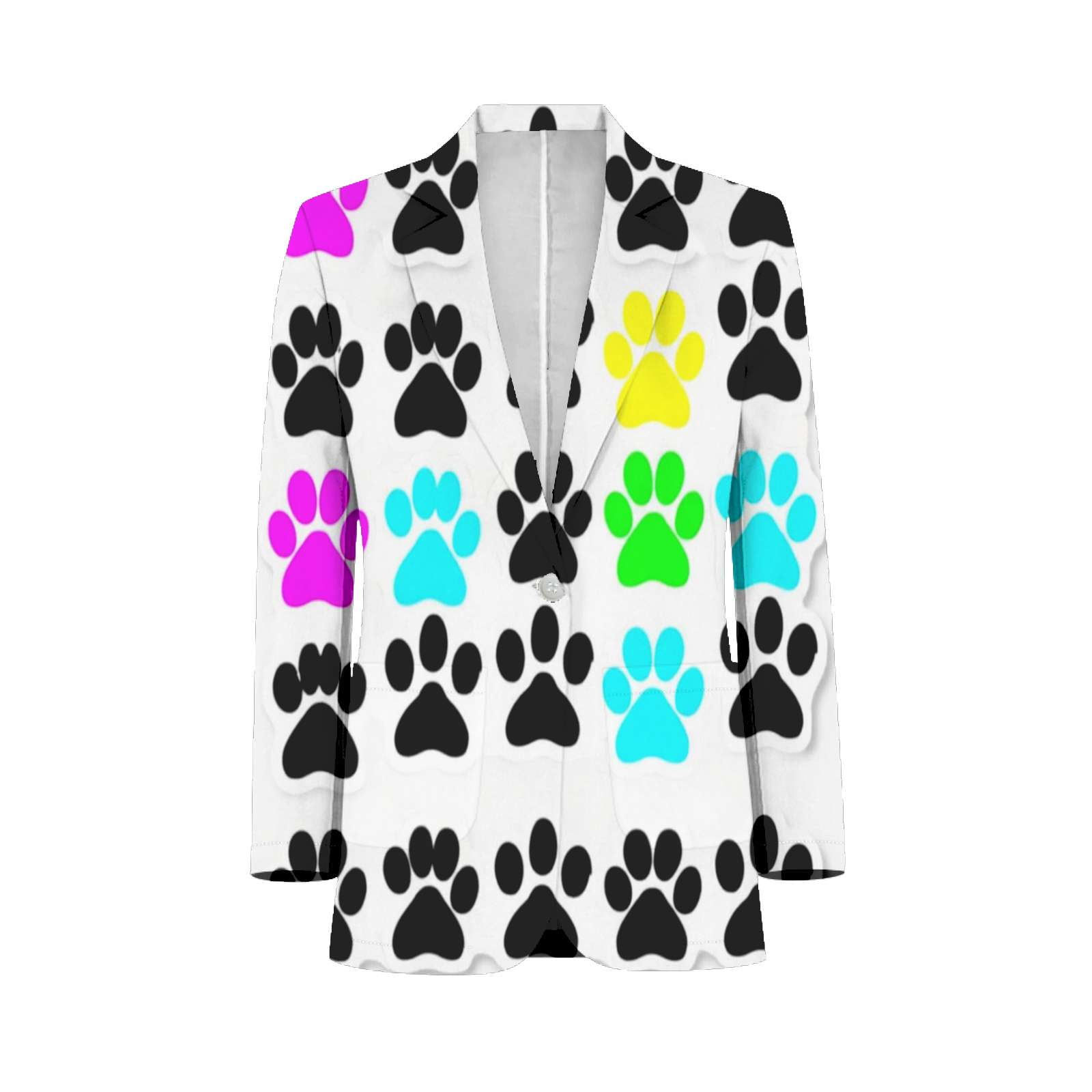 Colorful Paw Prints In Grid Customized Men's Suits full man Shawl ...