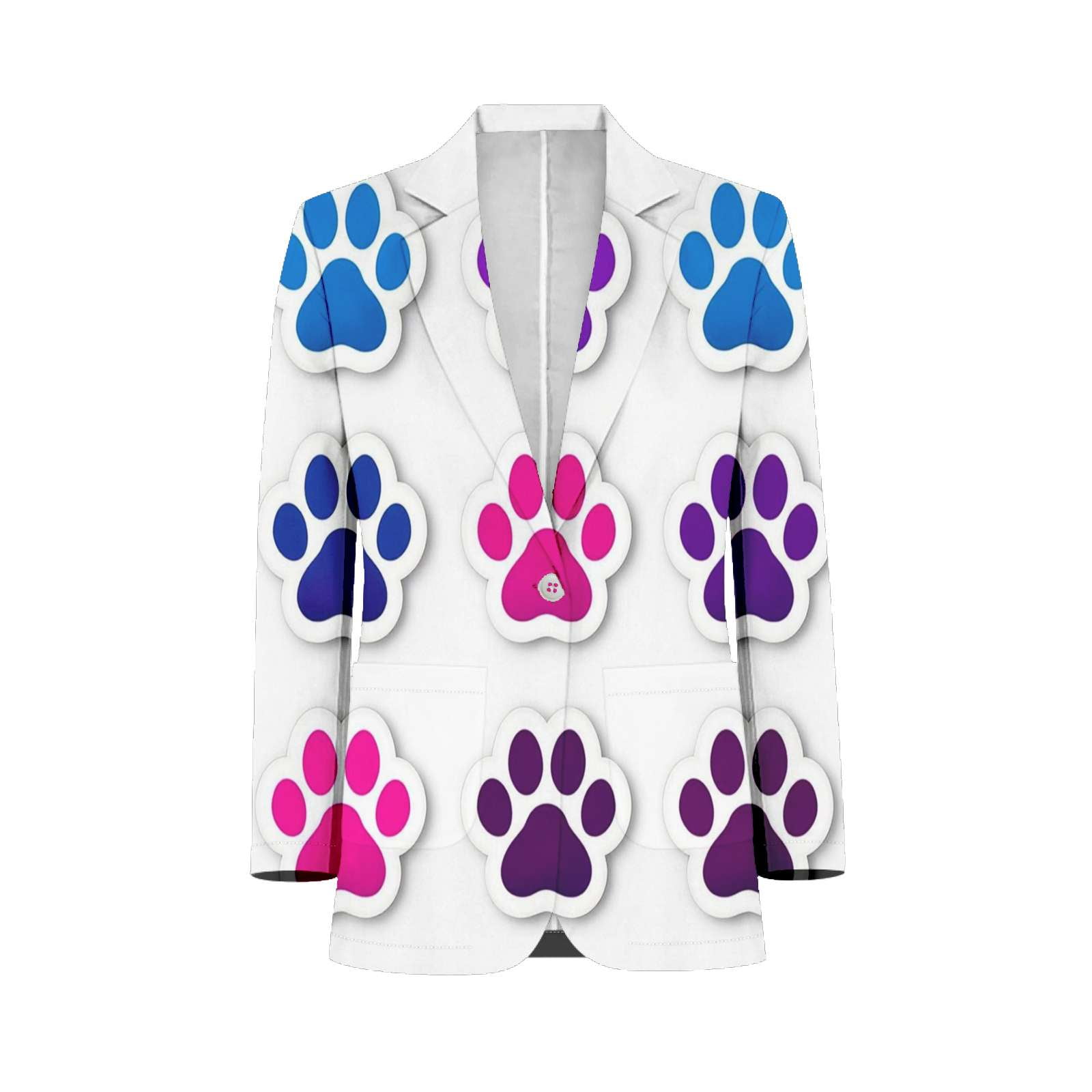 Colorful Paw Prints In Rows Customized Men's Suits full man Shawl ...