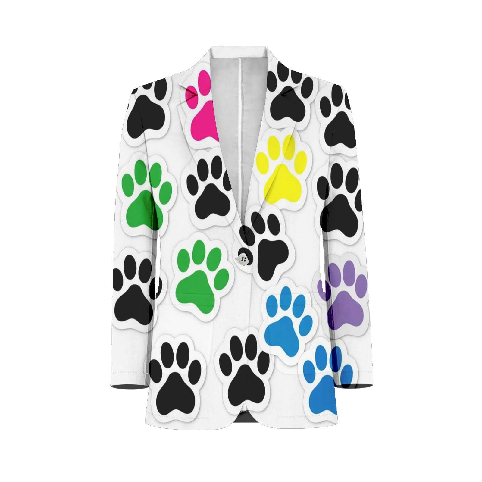 Colorful Paw Prints On White Customized Men's Suits full man Shawl ...