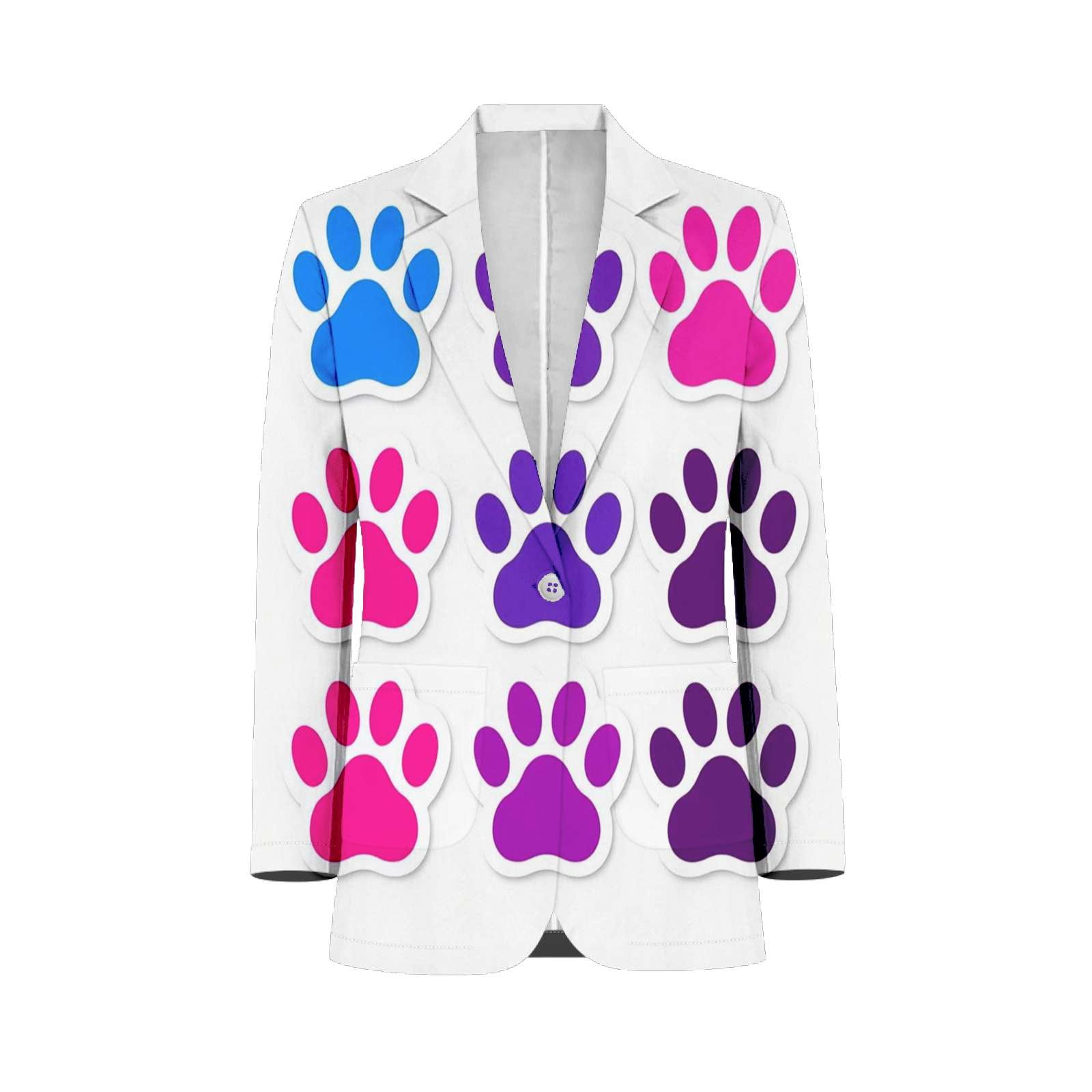 Colorful Paw Prints On White Customized Men's Suits full man Shawl ...