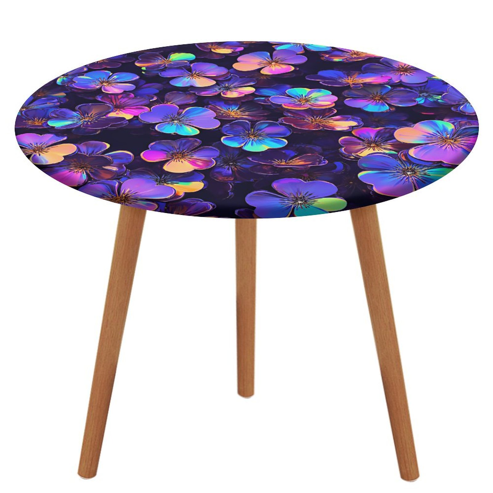 Colorful Paw Prints Pattern Round Tablecloth Waterproof Elastic Table ...