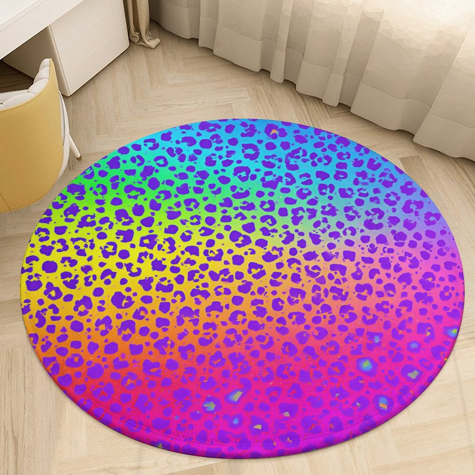 Colorful Paw Prints Round Area Rugs for Bedroom Living Room, 4FT Soft ...