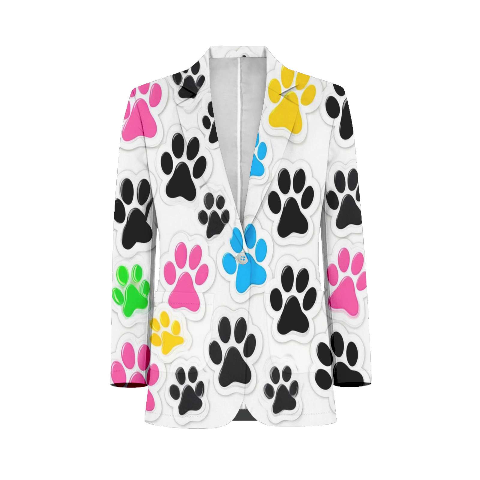 Colorful Paw Prints Scattered Mens Suits Shawl Collar Slim Fit Suit ...