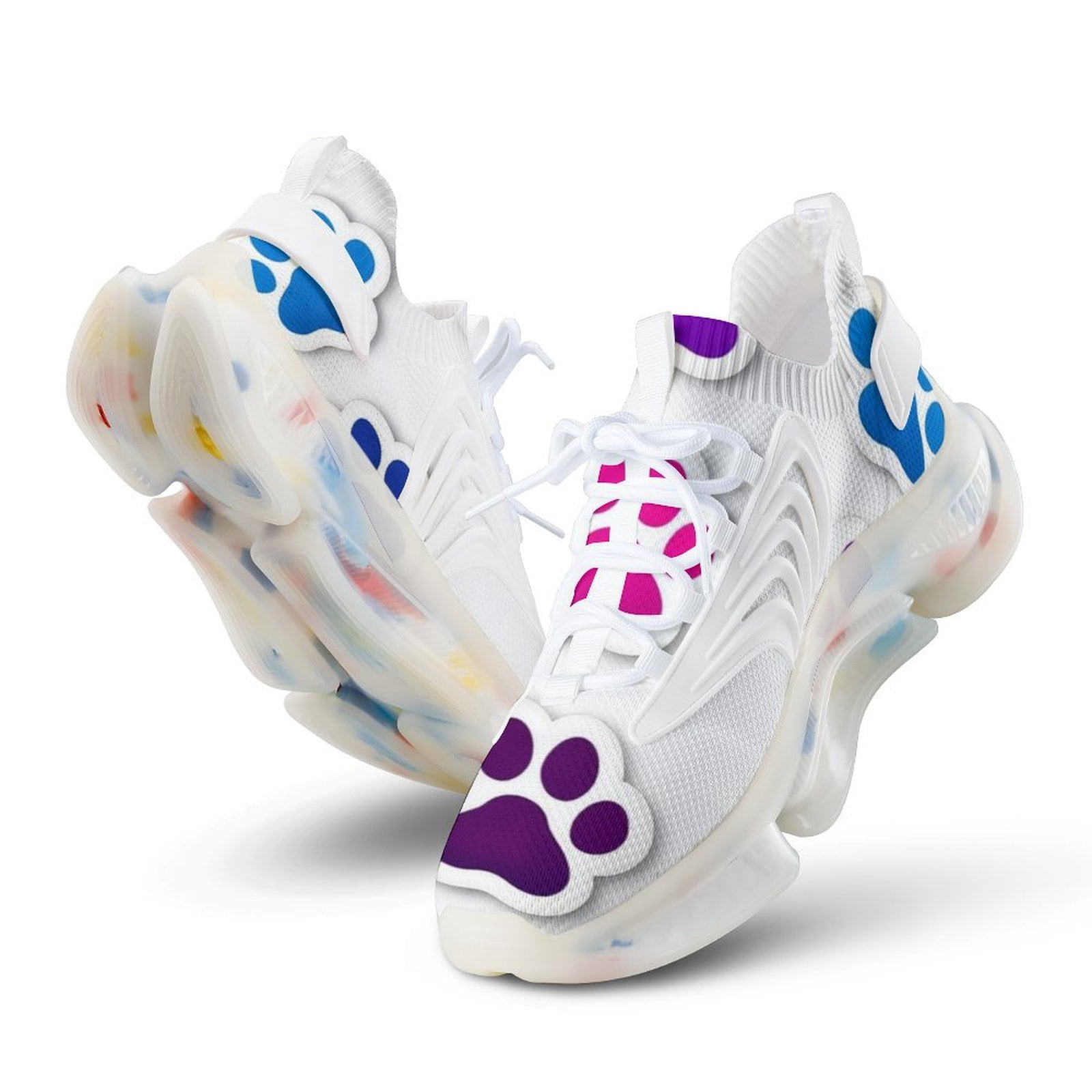 Colorful Paw Prints in Rows Walking Shoes for Men Woman Lightweight ...