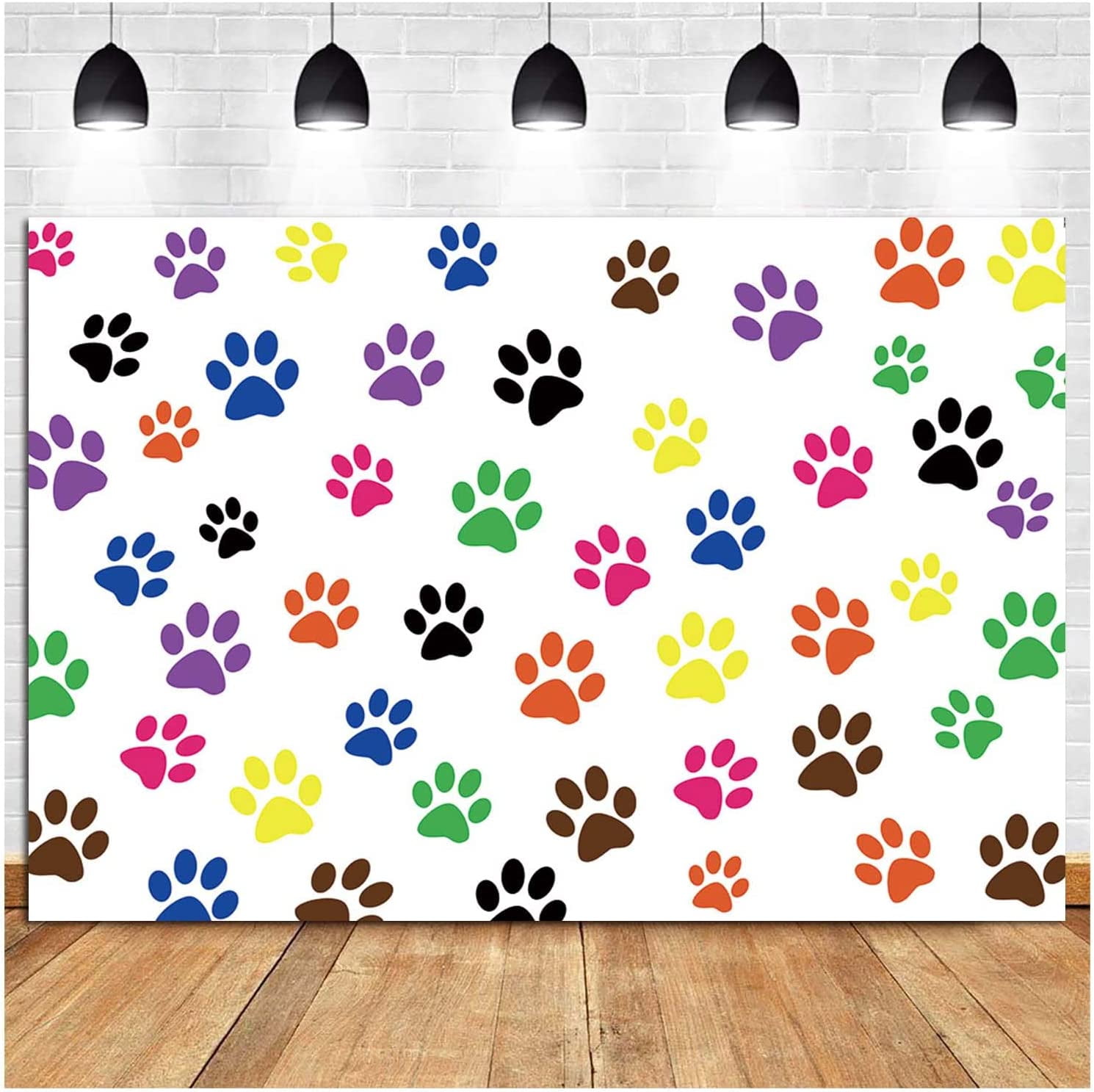 Colorful Paw Puppy Prints Photography Backdrop for Baby Shower Newborn ...