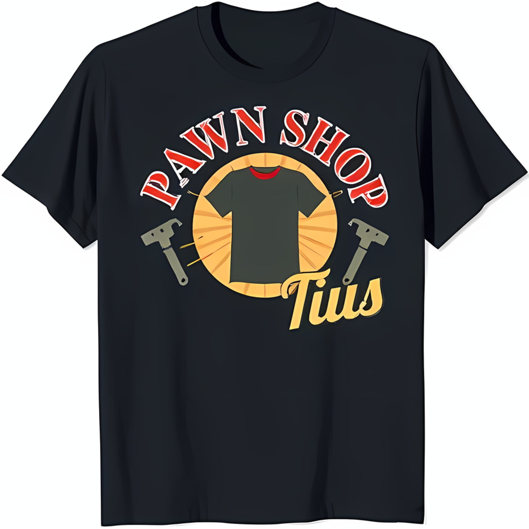 Colorful 'Pawn ' Graphic Black T-Shirt with Yellow Circle Design ...