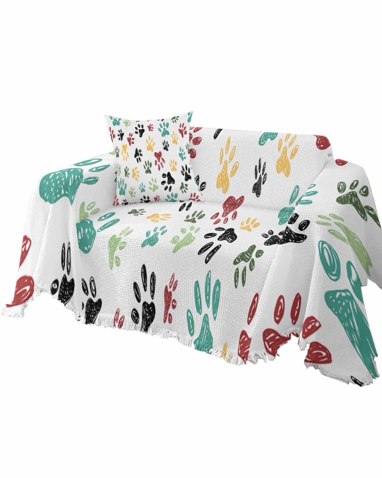 Colorful Pawprint Sofa Couch Covers for Dog,Washable Sofa Throw Cover ...