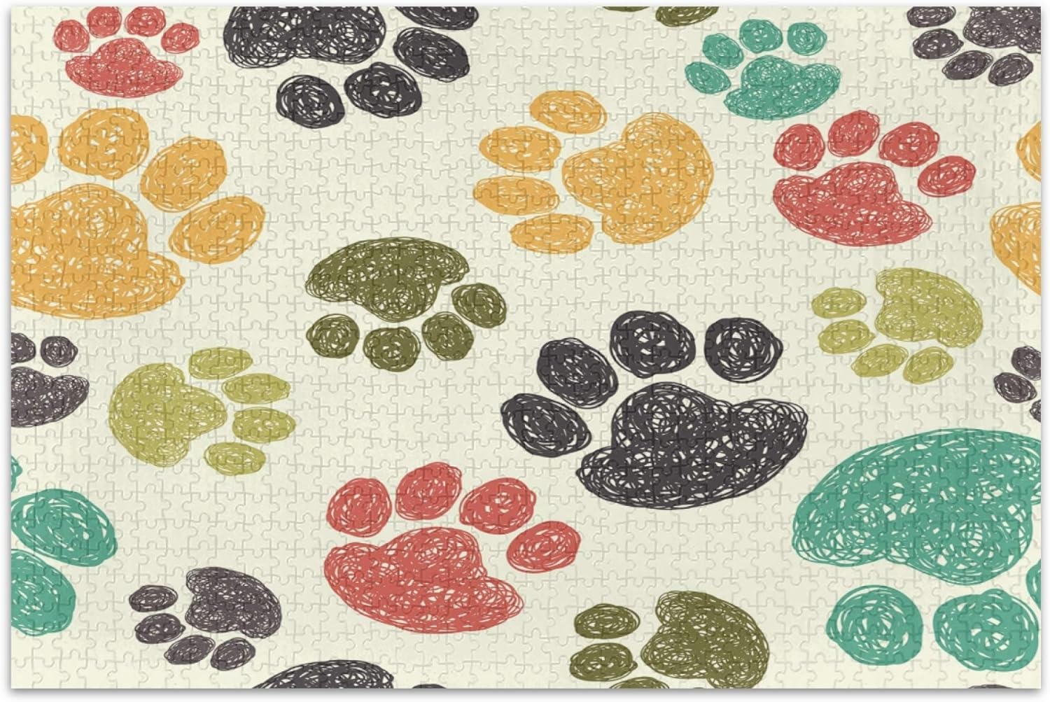Colorful Paws Jigsaw Puzzle 500 Pieces for Adults Teens Kids, Die-Cut ...