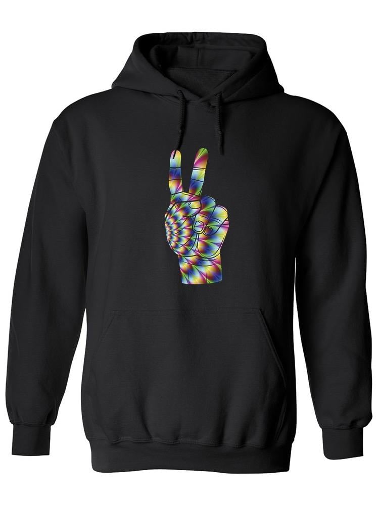 Colorful Peace Hand Sign Hoodie Men -SPIdeals Designs, Male Small ...